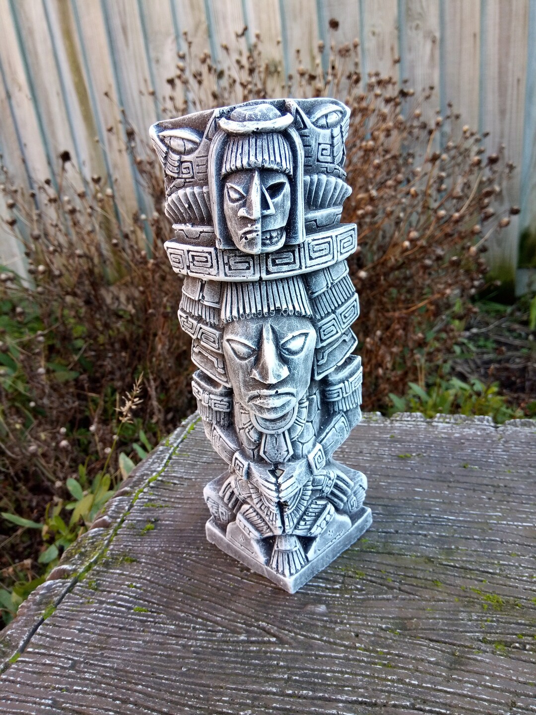 Aztec Totem Pole Quality Stone Garden Ornament - Etsy UK