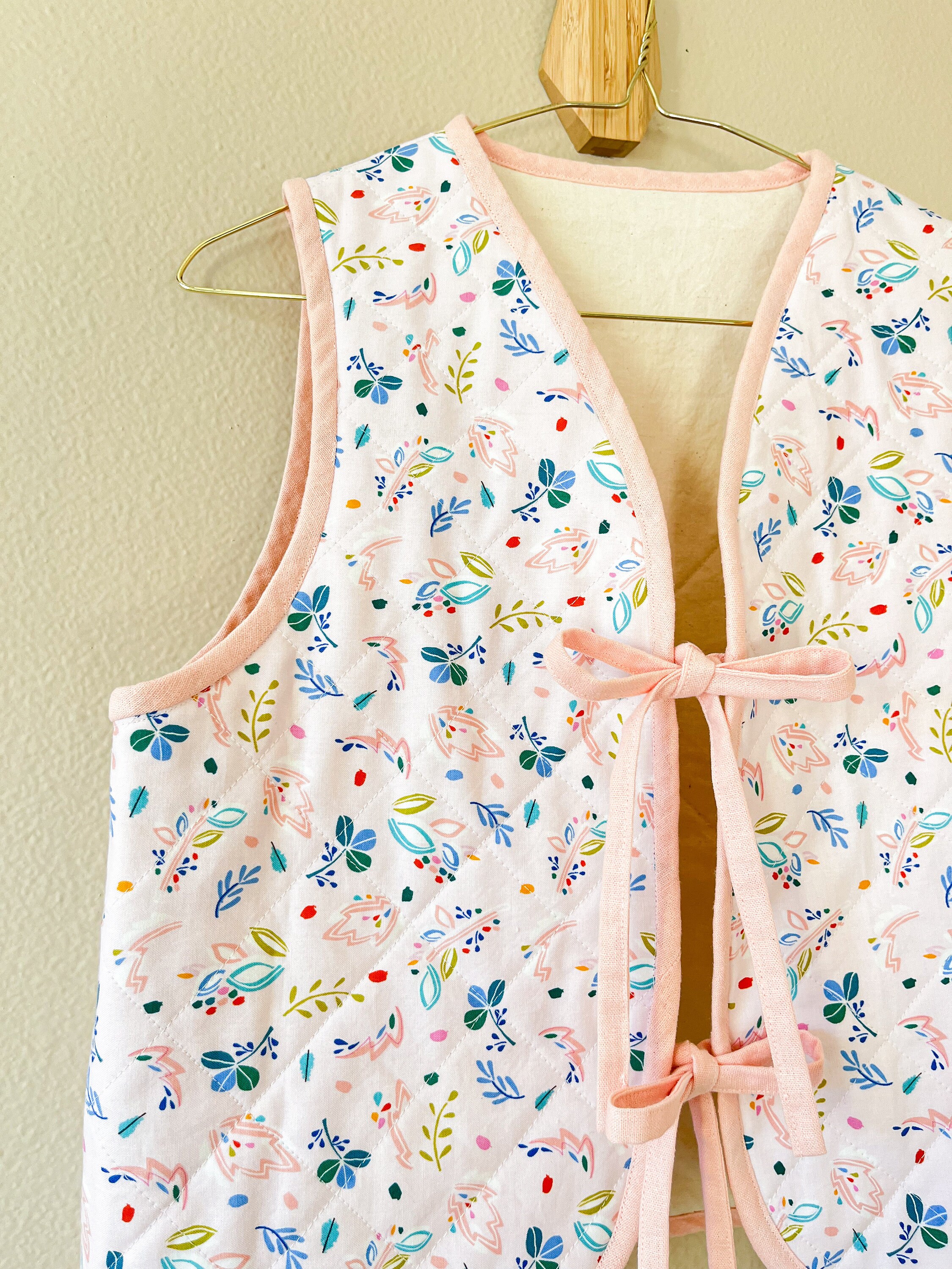 Quilted Vest, Quilted Front Tie Vest, Front Tie Vest, Women Vest, Pink ...