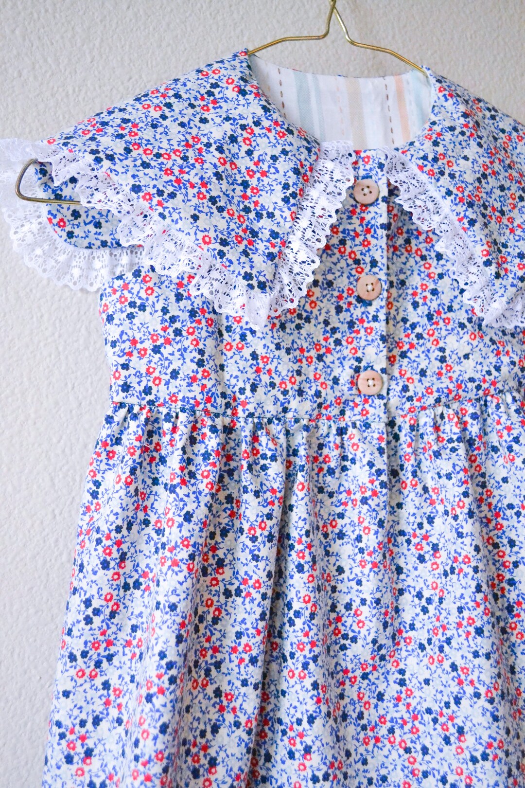 Girl Oversized Collar Dress, Peter Pan Collar Dress, Girl Floral Dress ...