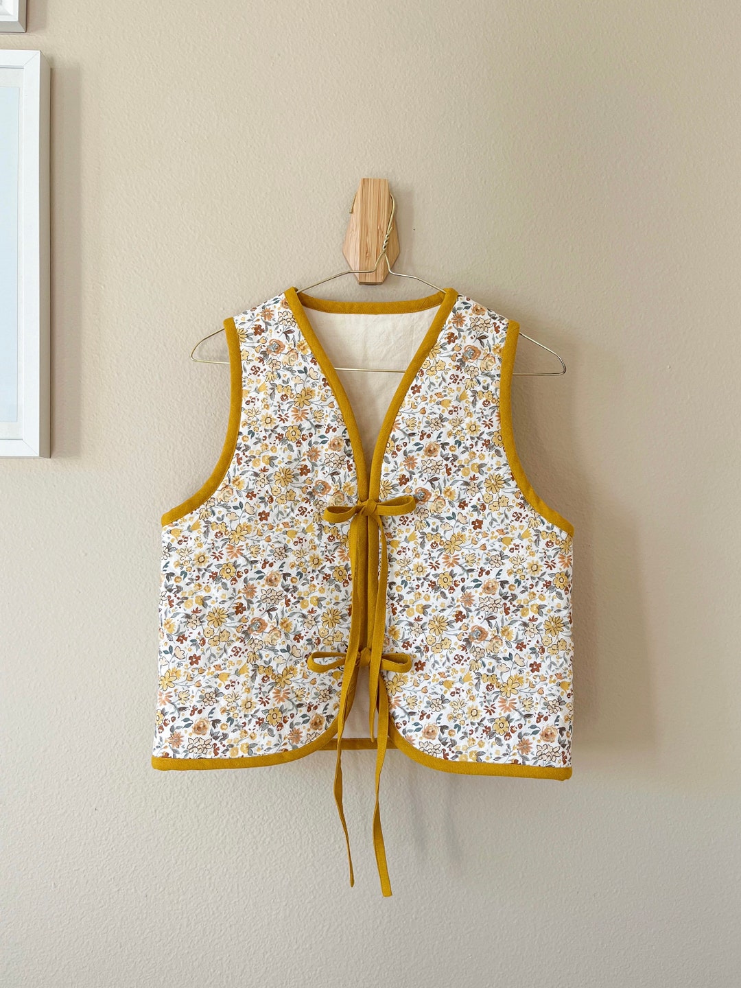 Quilted Vest, reversible Quilted Vest, Quilted Front Tie Vest, Front ...