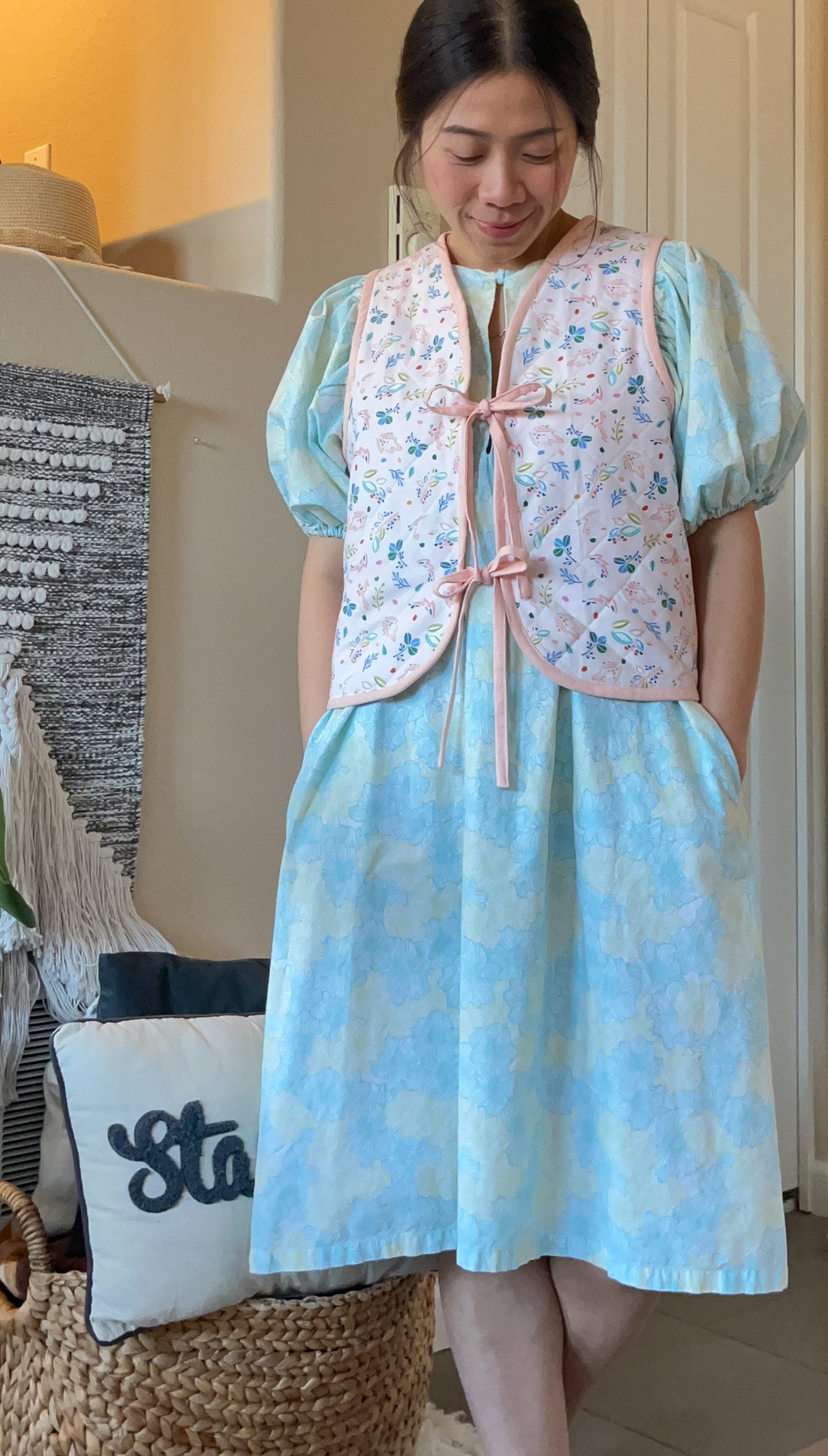 Quilted Vest, Quilted Front Tie Vest, Front Tie Vest, Women Vest, Pink ...