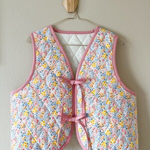 Quilted Vest, reversible Quilted Vest, Quilted Front Tie Vest, Front ...