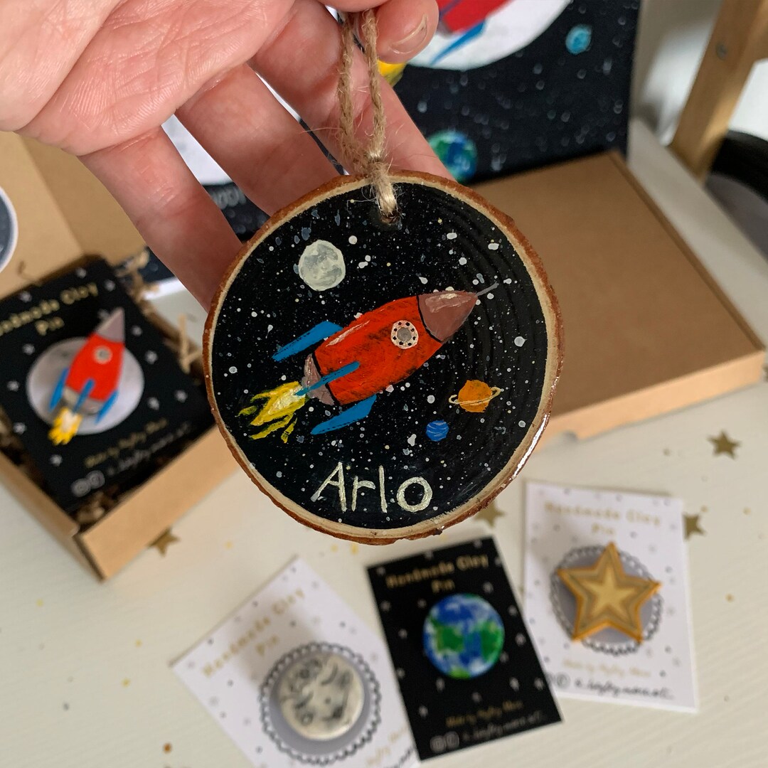 Personalised Space Rocket Decoration | Birthday Art | Space Themed Gift ...
