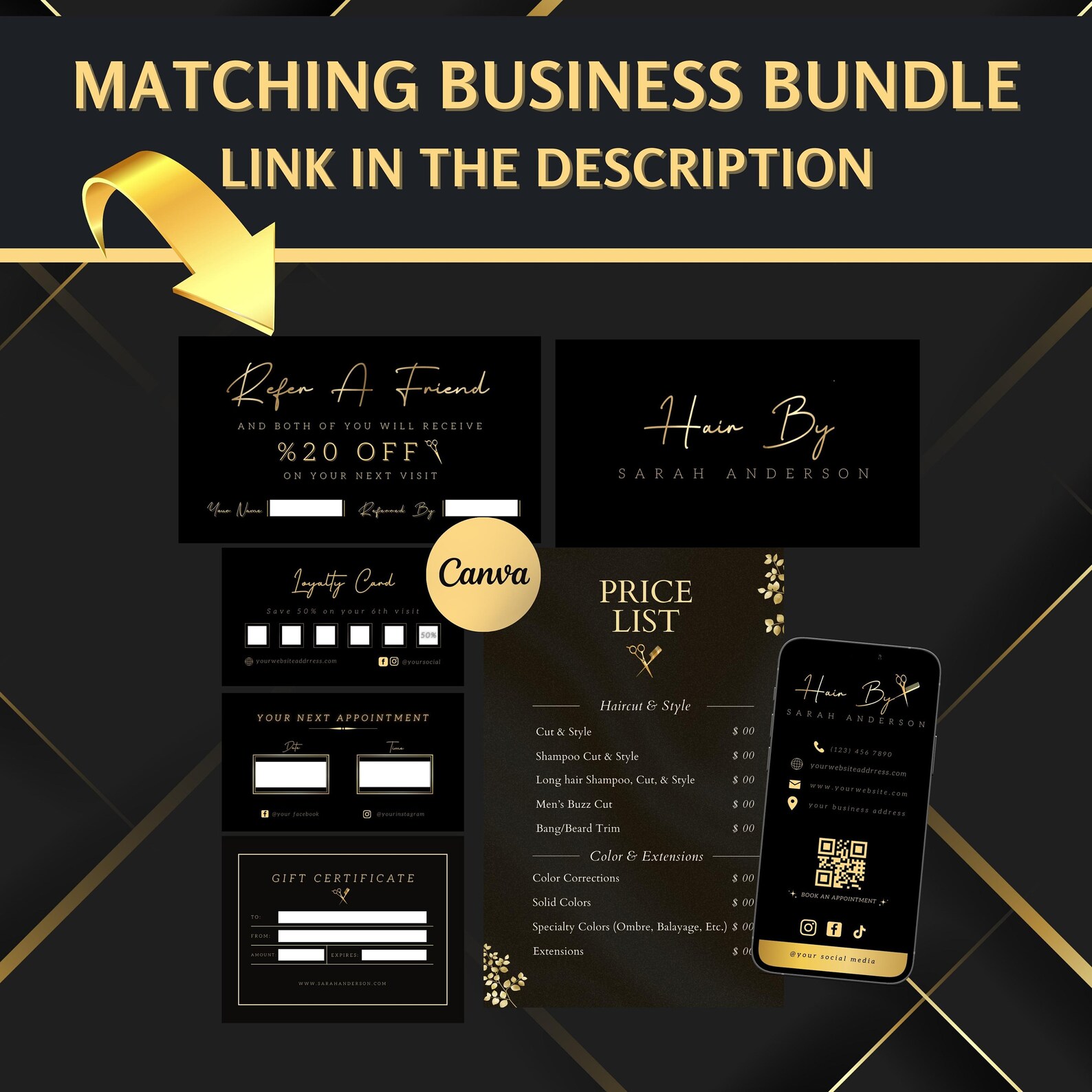 Hairstylist Refer A Friend Card Template, Custom Hair Salon Business ...