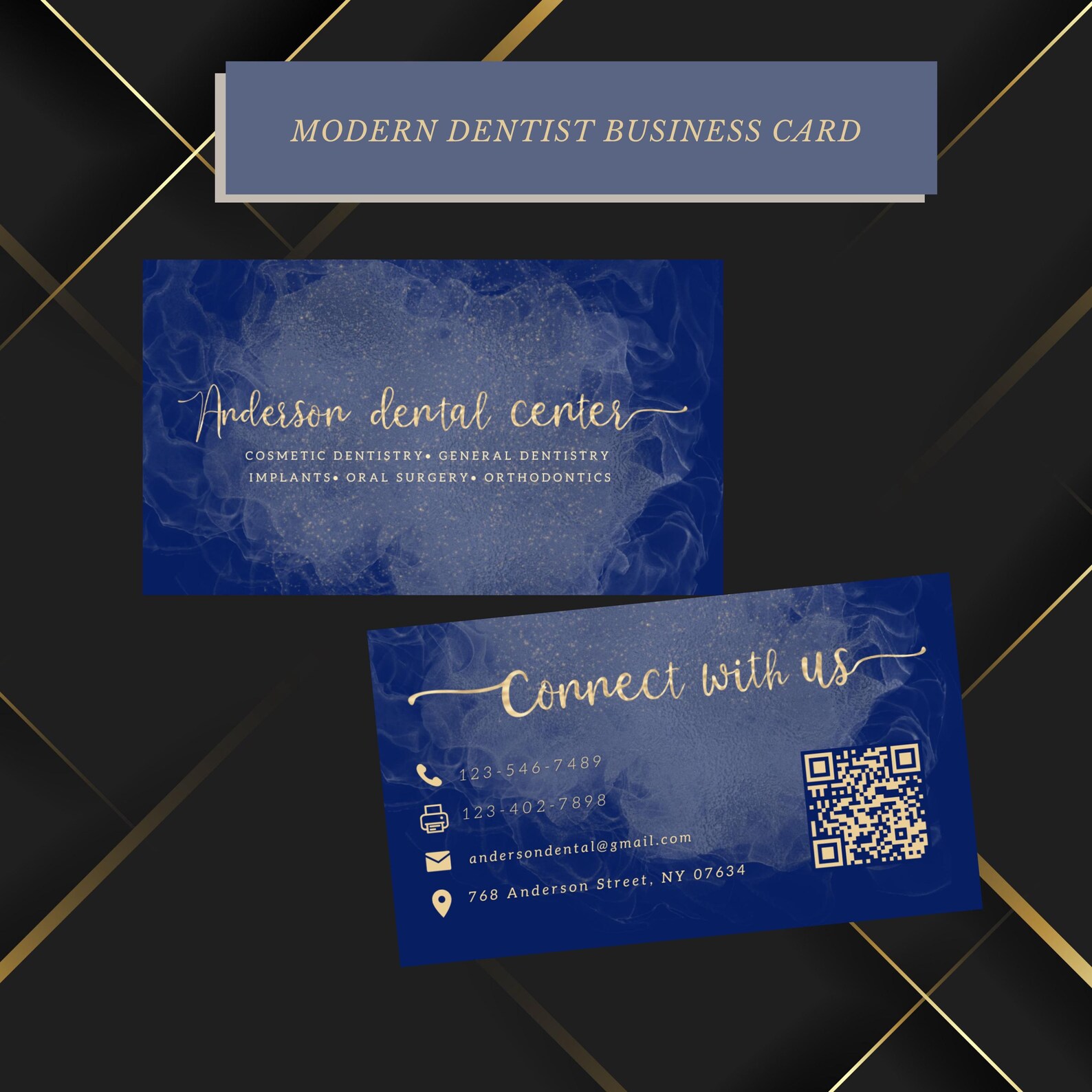 Custom Dental Business Card Lux Navy Dentist Appointment Card Dental ...