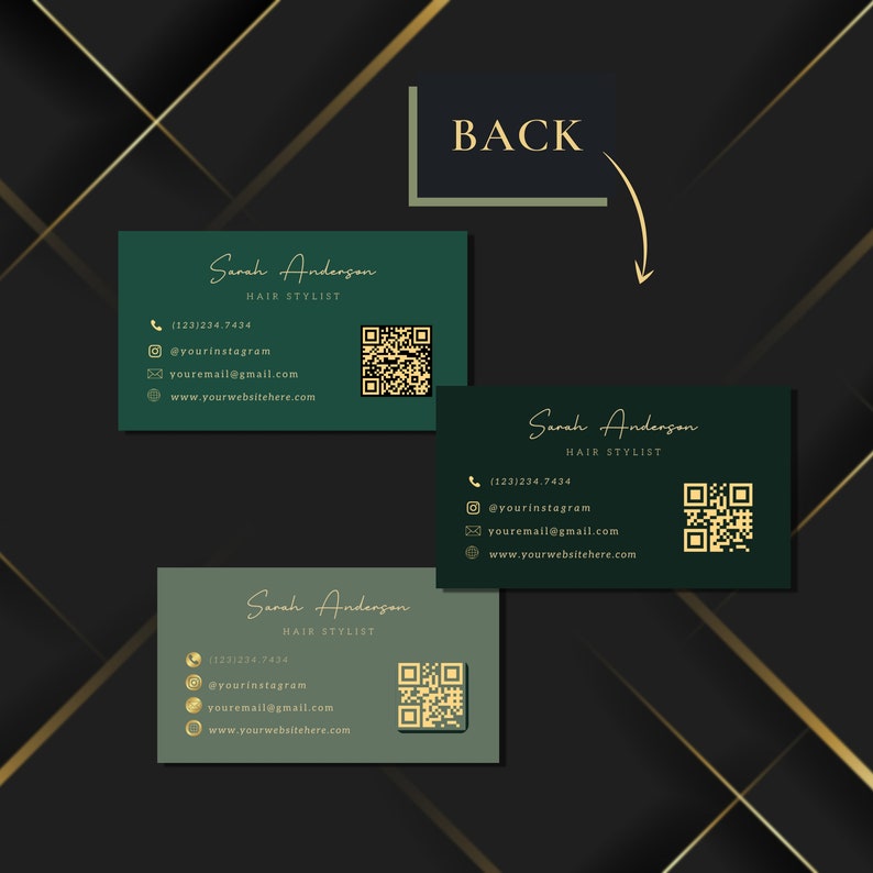 Emerald Green Sage Green Gold Business Cards Template, Custom ...