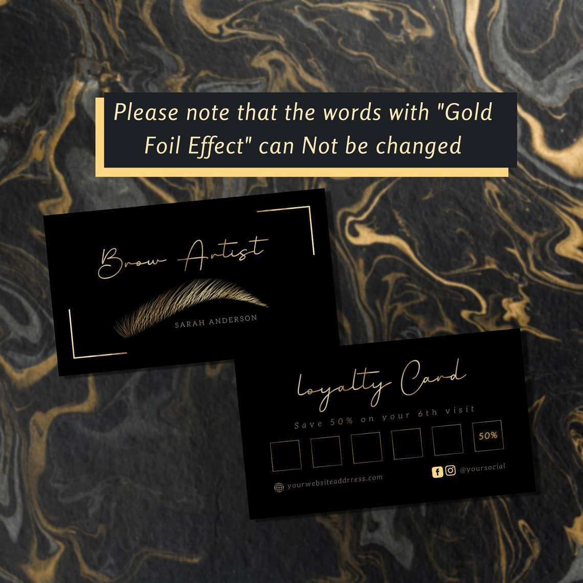 Elegant Eyebrow Loyalty Card Template, Microblading Calling Card ...