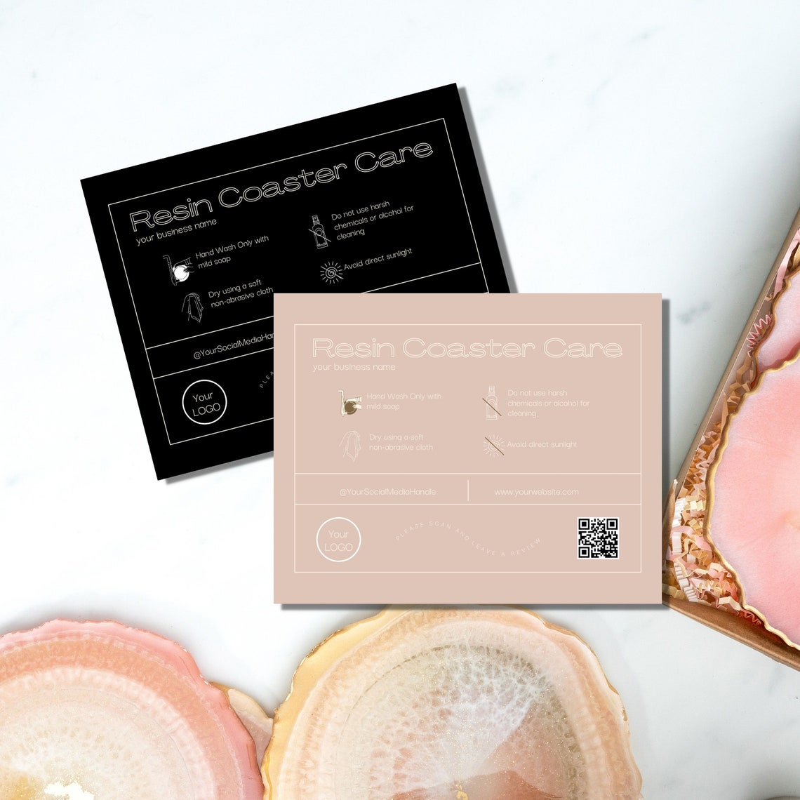 Resin Care Card Template With QR Code Printable QR Resin - Etsy Canada