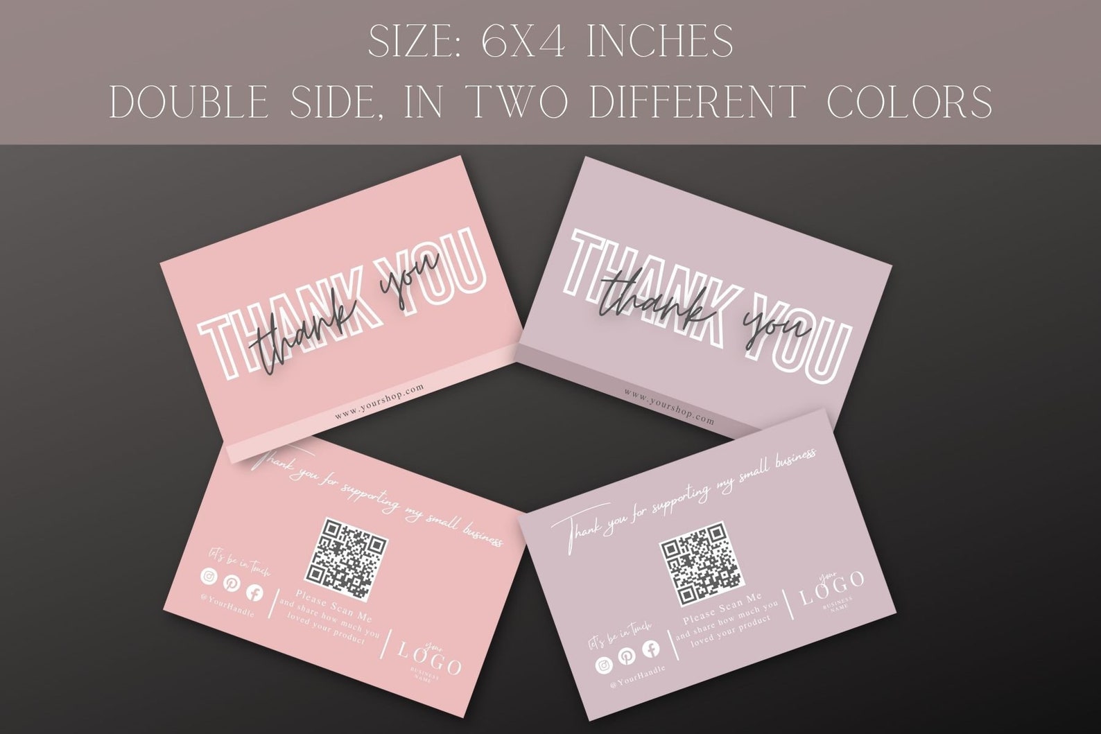 Custom Qr Code Thank You Card Template, Editable Printable Business ...