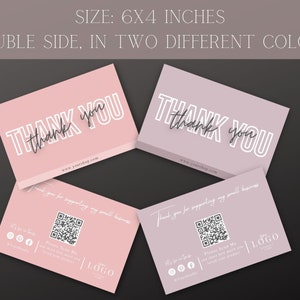 Custom Qr Code Thank You Card Template, Editable Printable Business ...