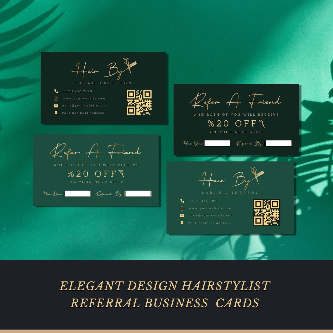 REFERRAL Card Template Emerald Green Loyalty Cards Custom - Etsy