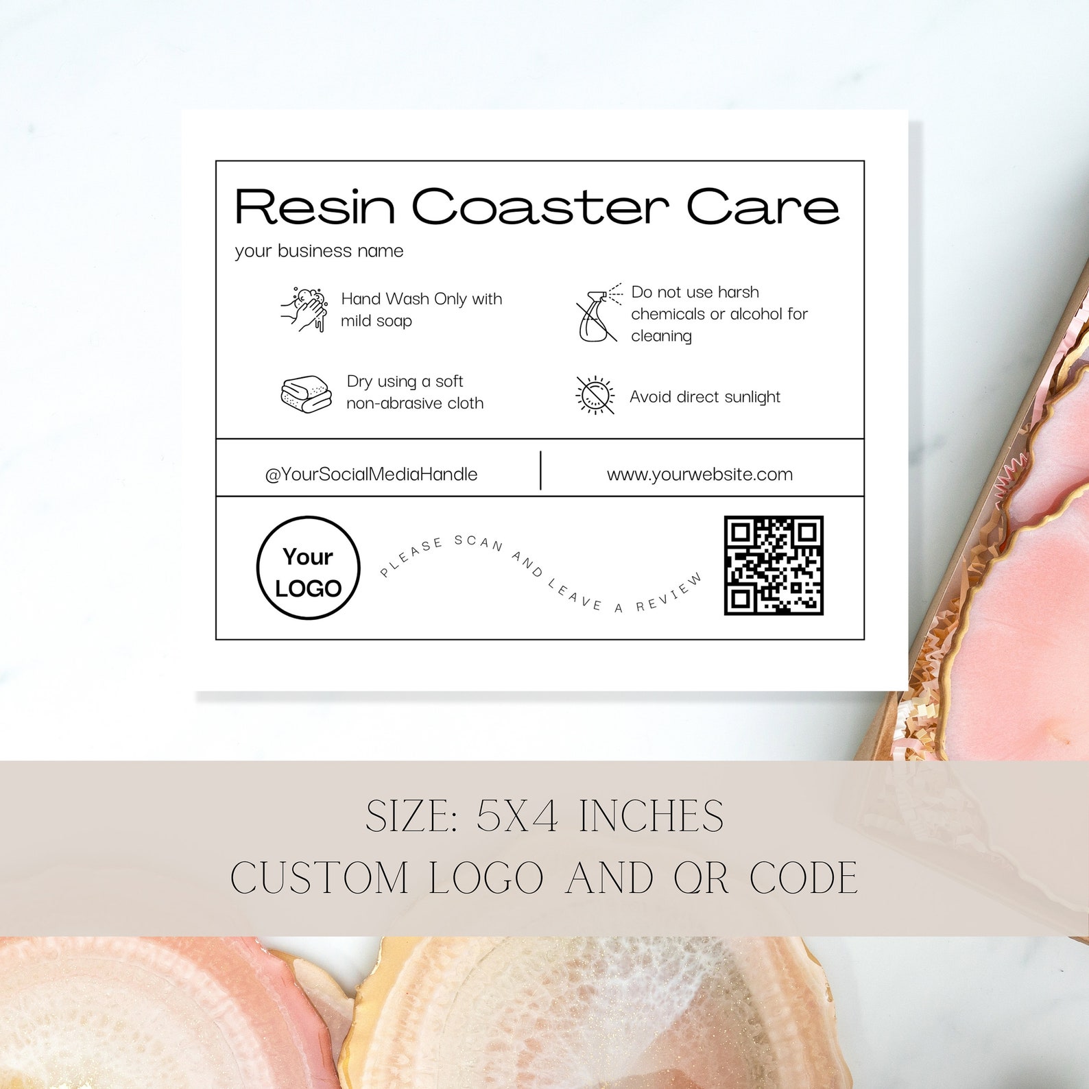 Resin Care Card Template Resin Guide Canva Template Resin | Etsy