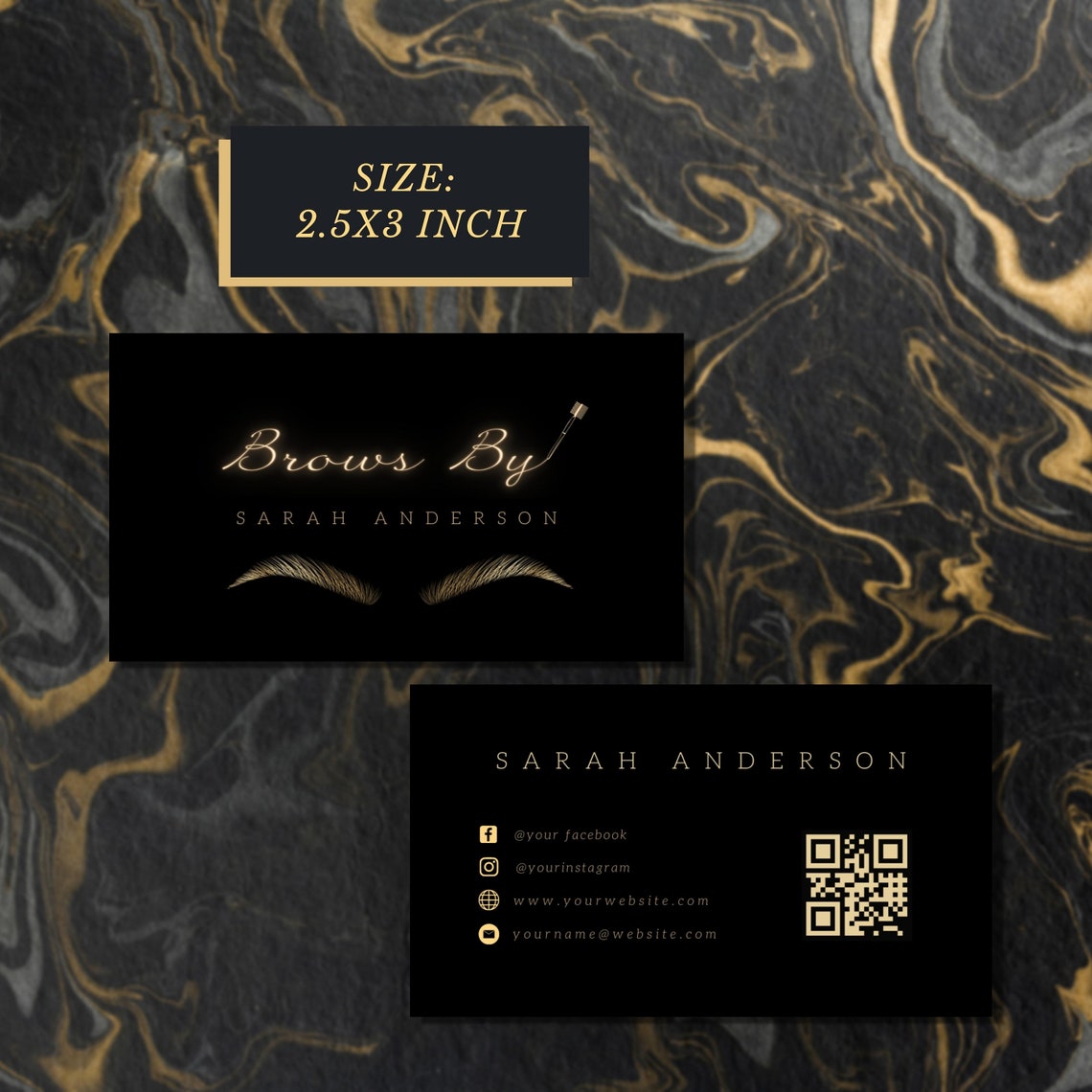 Modern Brow Business Card Design Template Microblading - Etsy