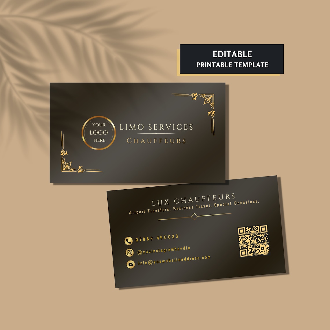 Elegant Driving Business Cards Template, Lux Limousine Rental Services ...