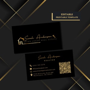 Luxury Real Estate Business Cards Template, Realtor Business Cards Qr ...