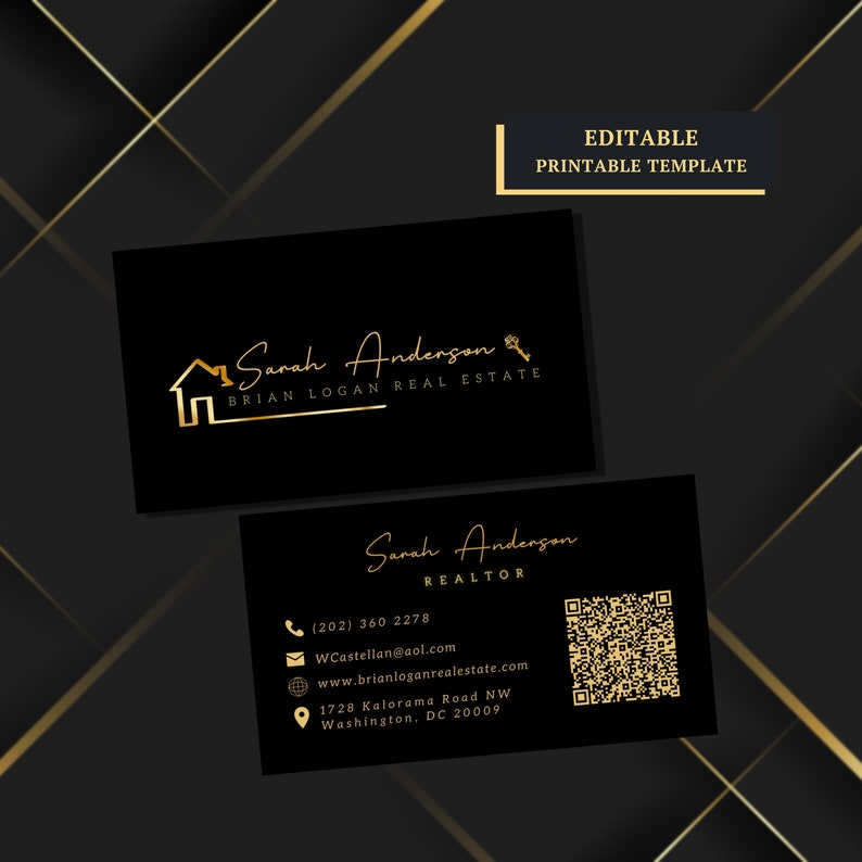 Lux REAL ESTATE Business Cards, Realtor Business Cards, QR Code ...