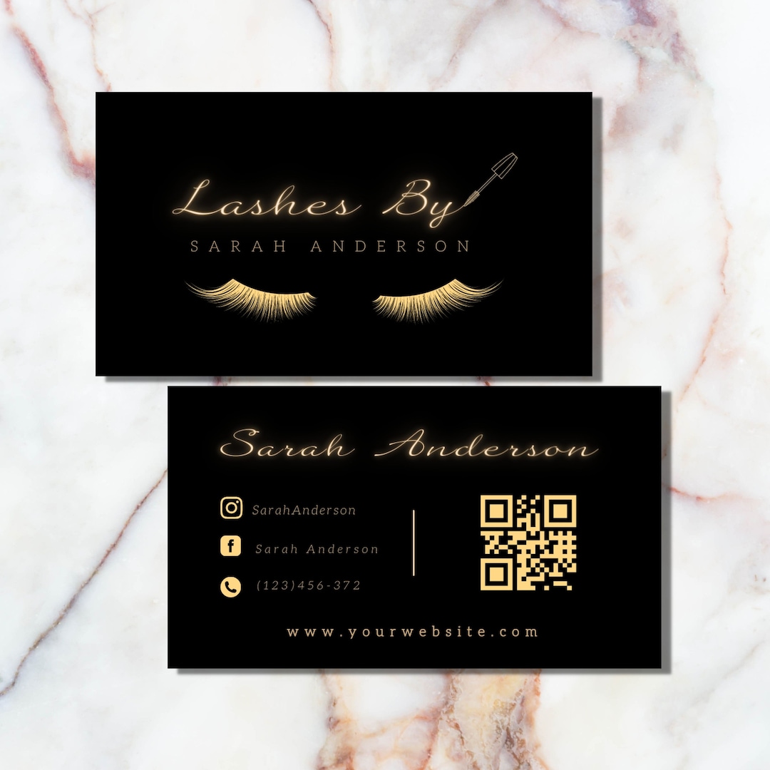 Eyelash Tech Business Cards, QR Code Refer Cards, Luxe Eyelash Custom ...