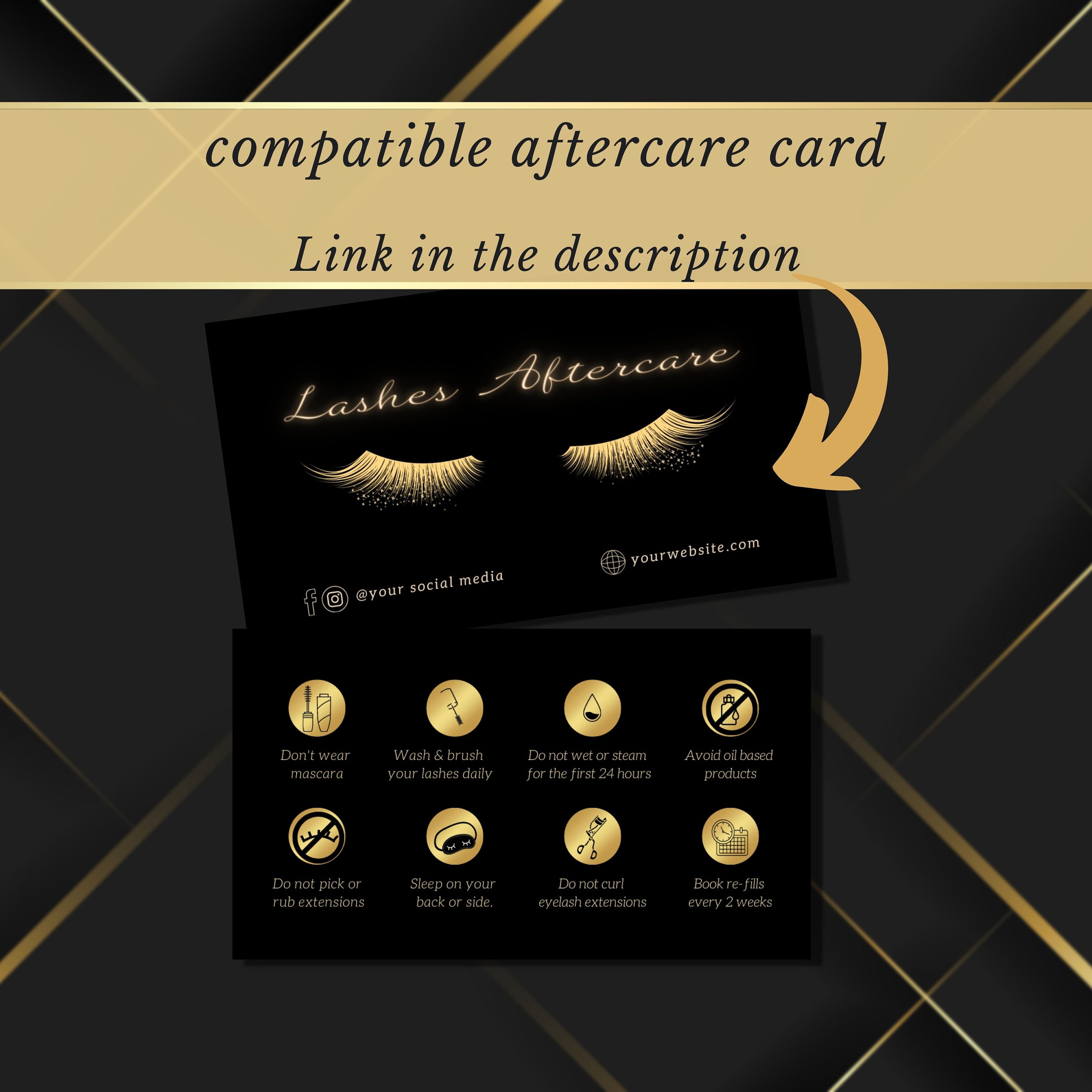 Eyelash Tech Business Cards, QR Code Refer Cards, Luxe Eyelash Custom ...