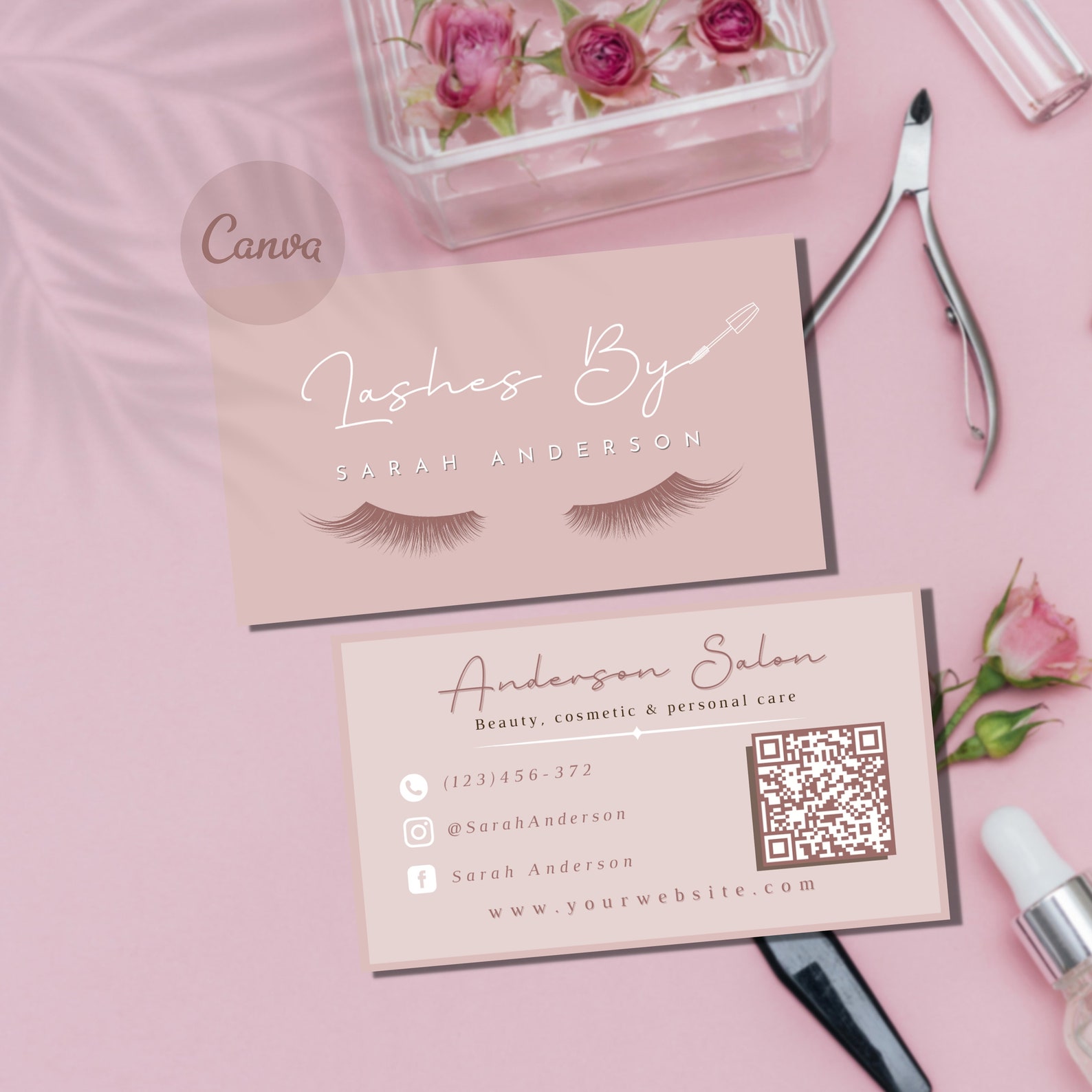 LASH BUSINESS CARDS, Minimalist Pastel Pink Lash Extension Business ...