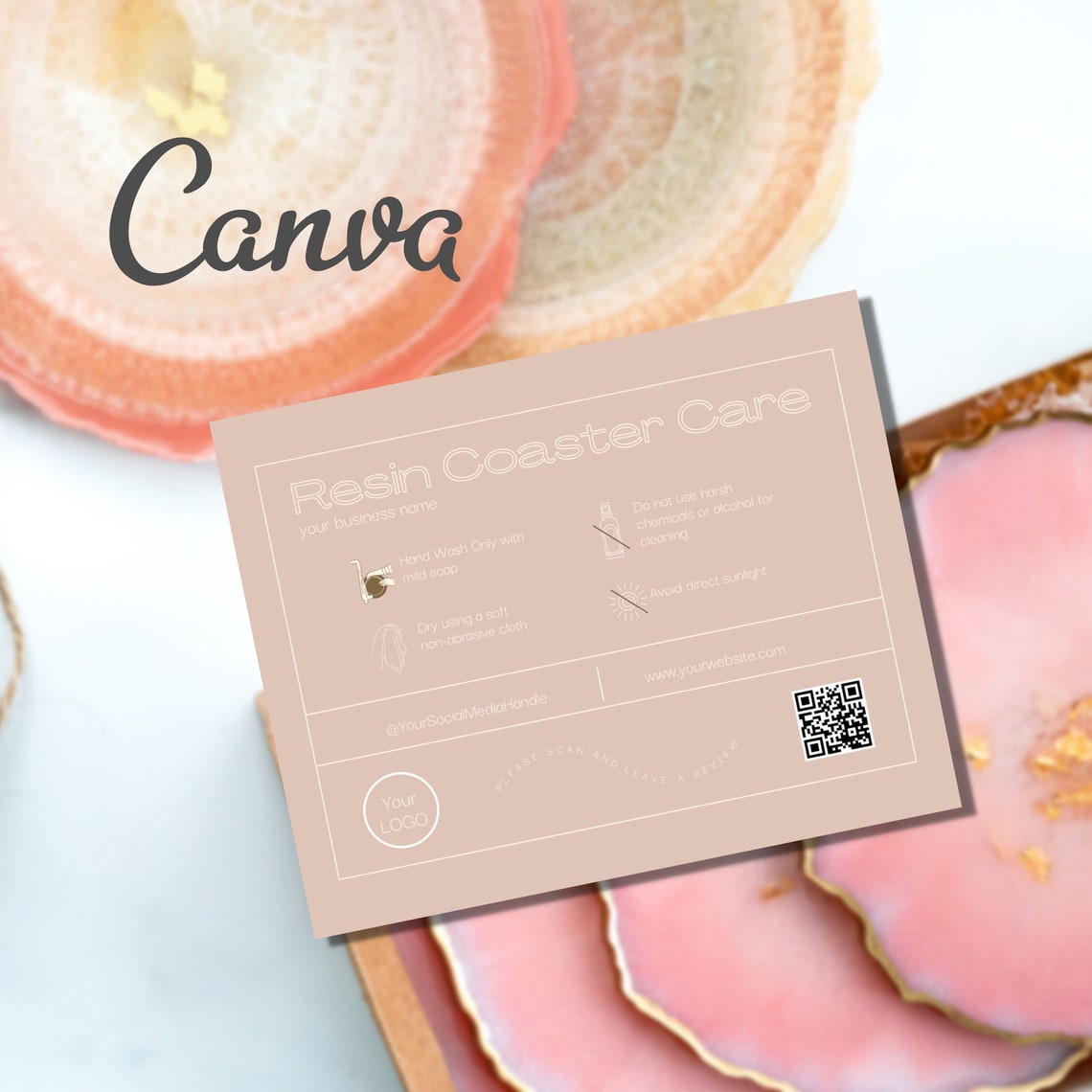 Resin Care Card Template With QR Code Printable QR Resin - Etsy Canada