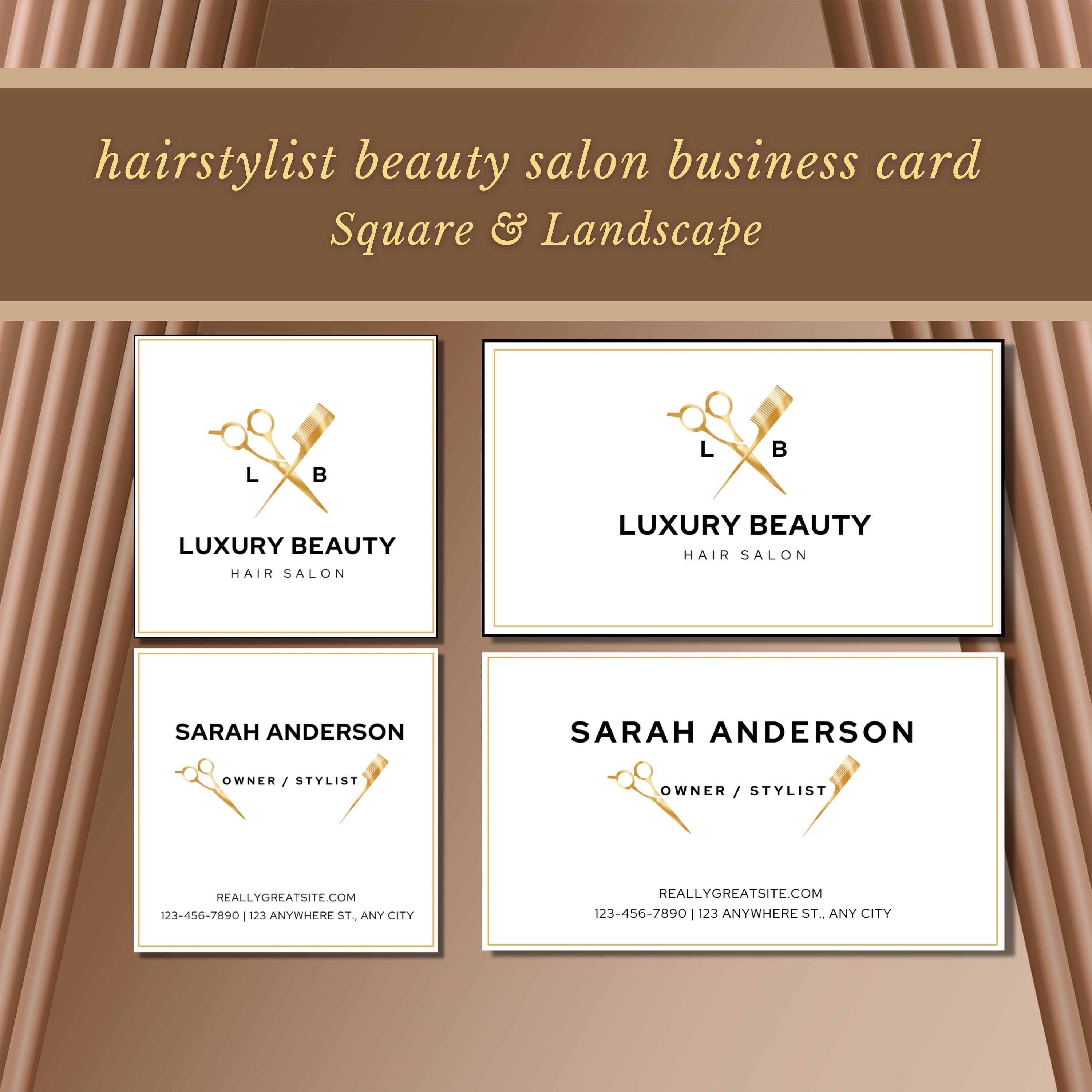 Hairstylist Minimalist Business Card Template Elegant Square - Etsy