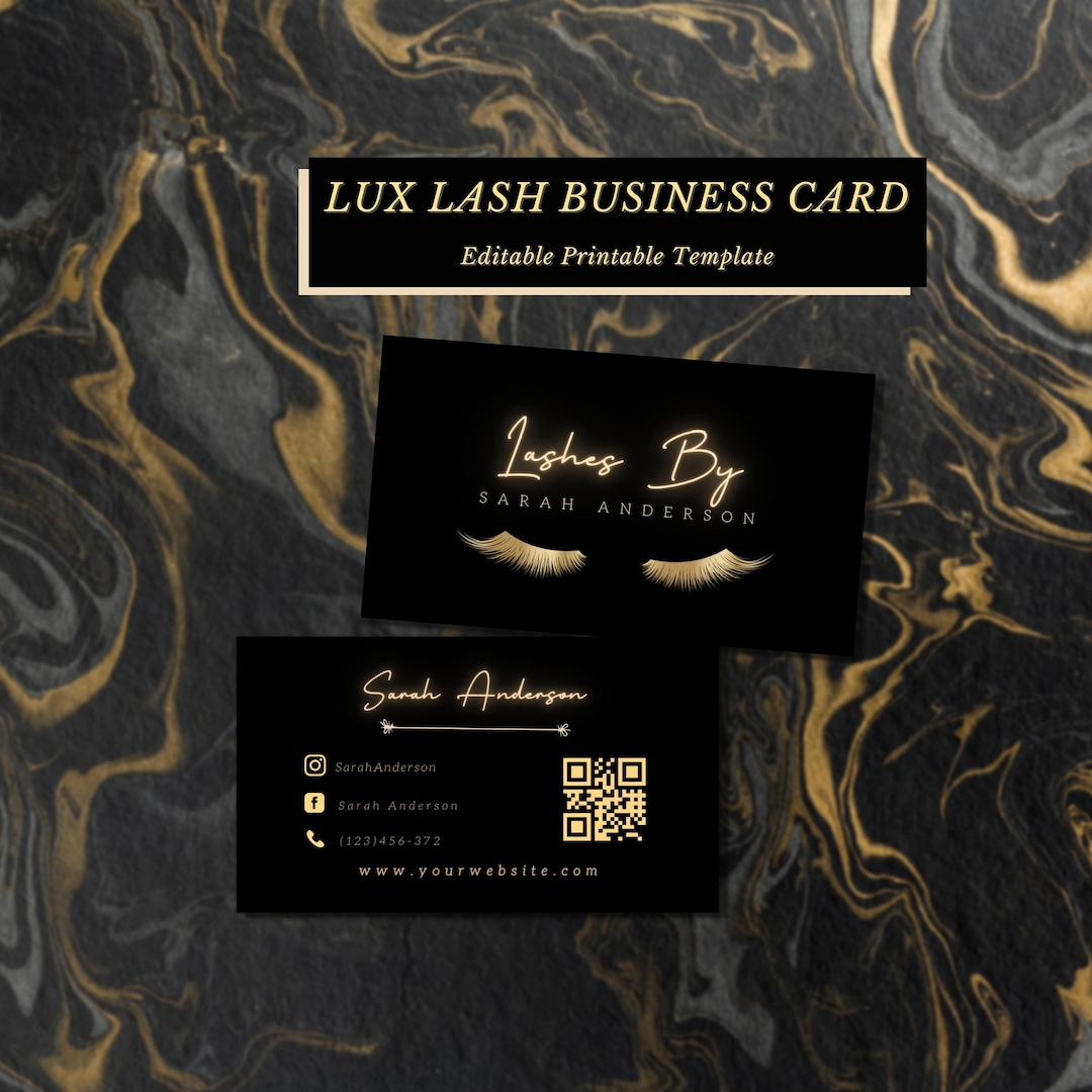 Eyelash Tech Luxury Card Templates, Custom Lashes Business Cards Qr ...