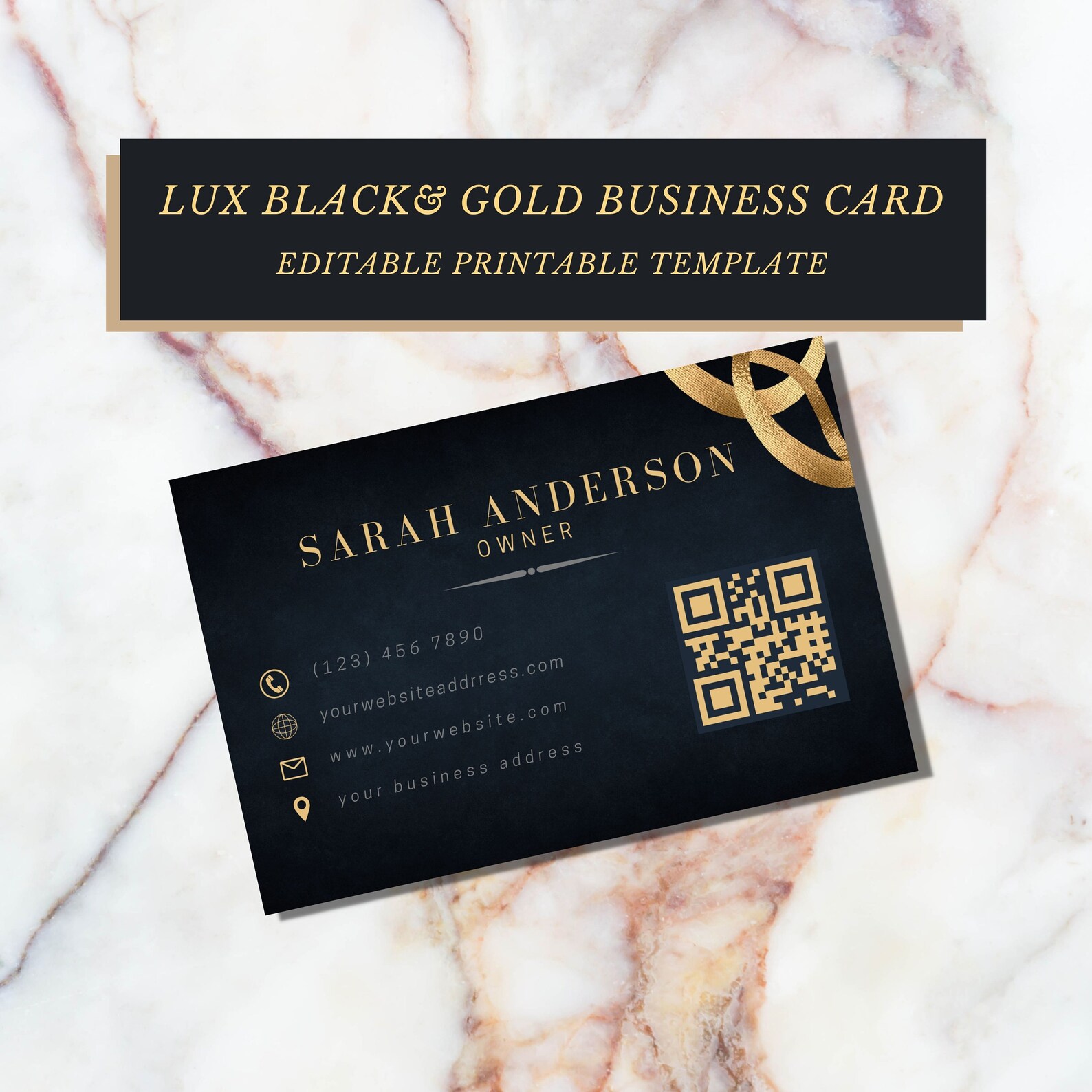 Custom QR Code Business Card, Editable Template With Qr Scan, Luxury ...