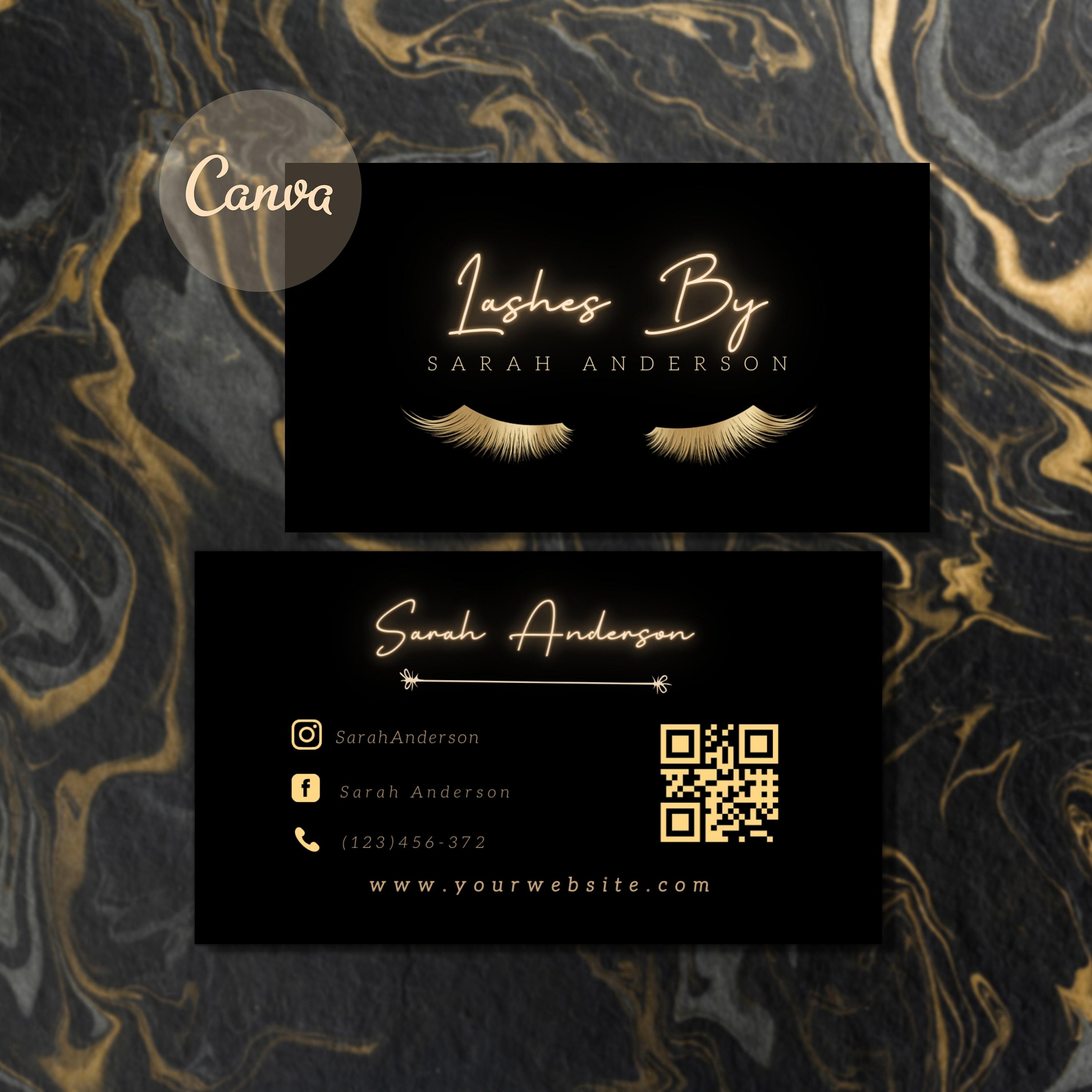 Eyelash Tech Luxury Card Templates, Custom Lashes Business Cards Qr ...
