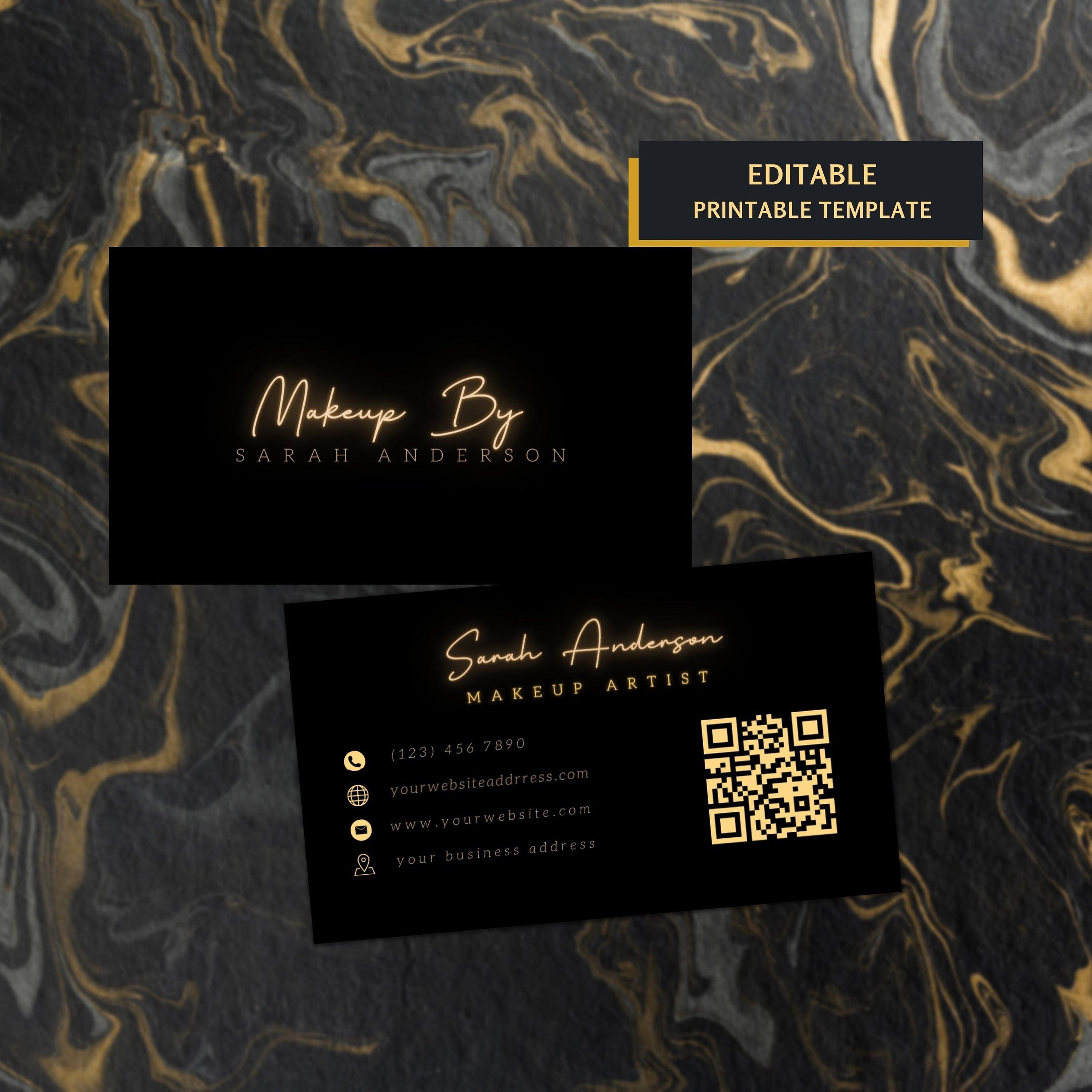 Custom Luxury Business Cards Template Gold Black Minimal - Etsy