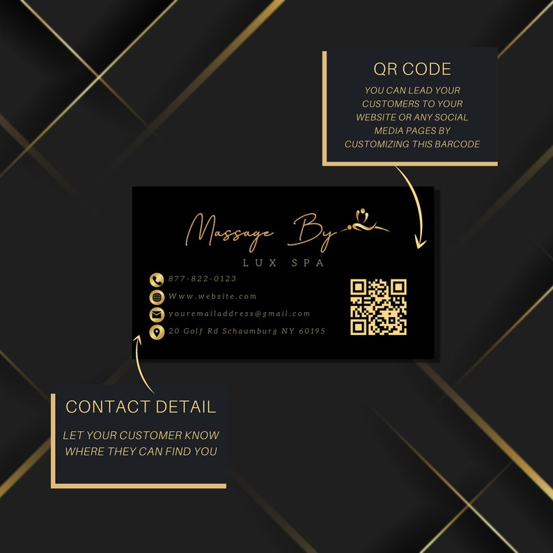 MASSAGE Therapy Business Card Template, Qr Code Referral Card for Spa ...