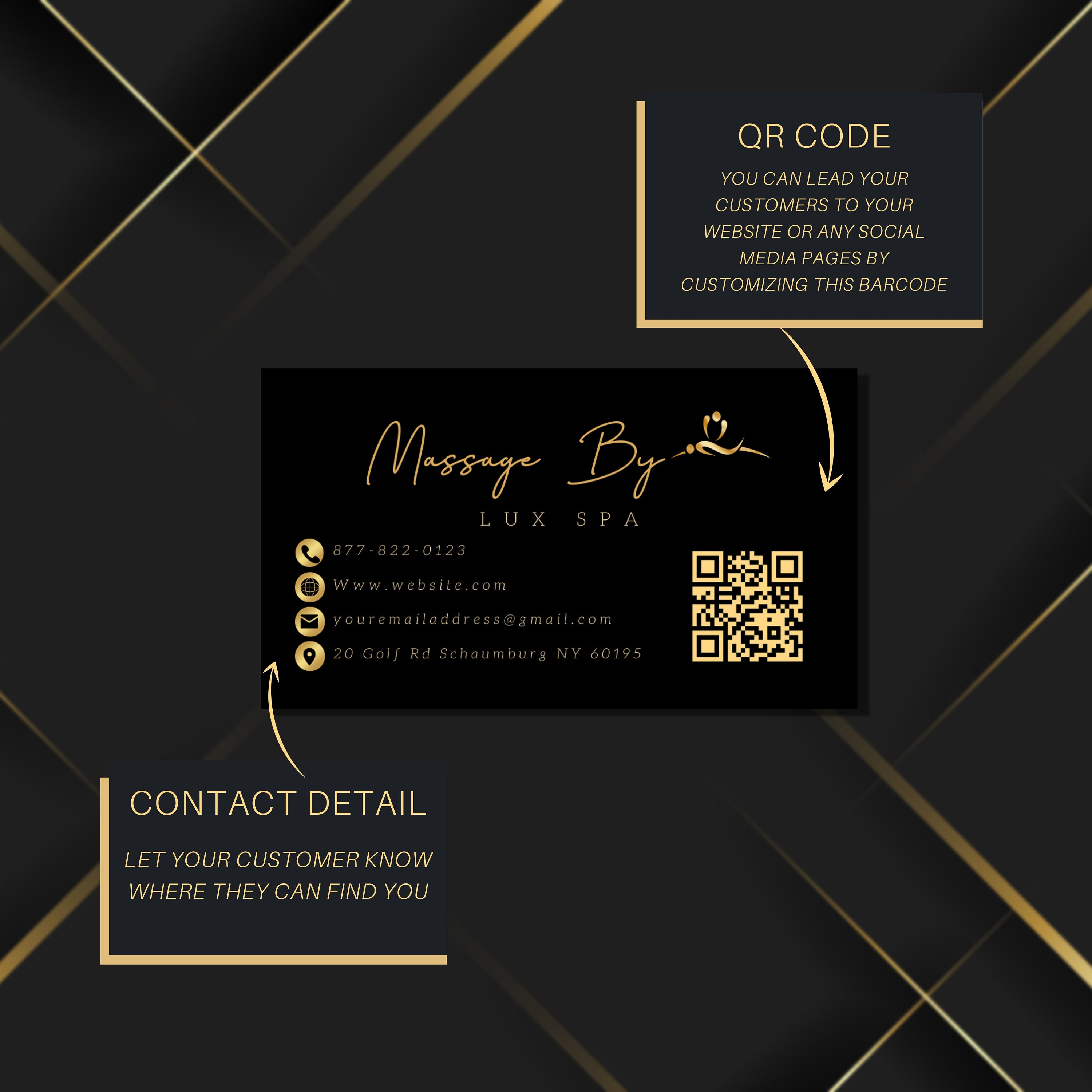 MASSAGE Therapy Business Card Template, Qr Code Referral Card for Spa ...