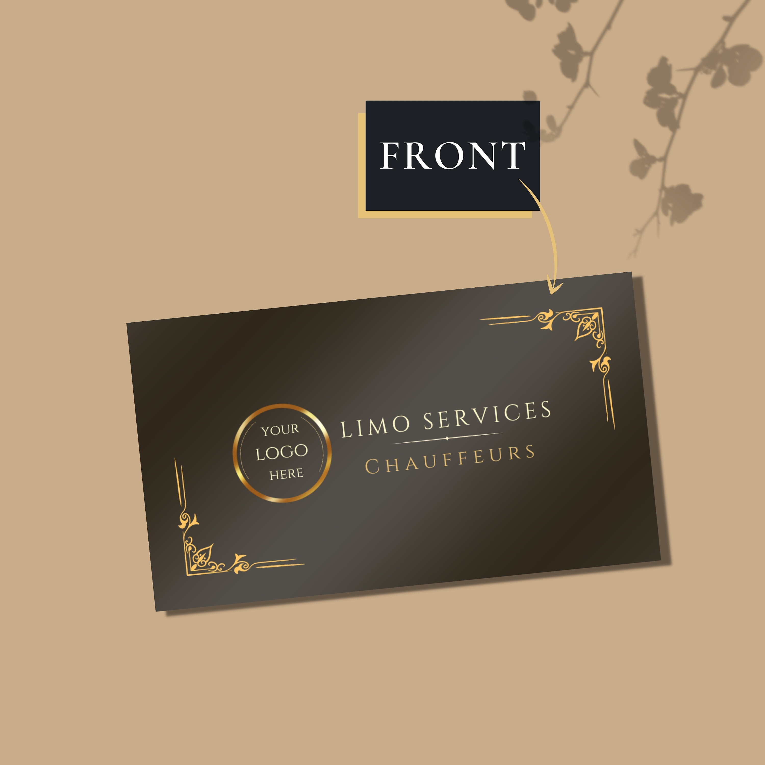 Luxury Black Limo Business Card Templates Canva, Custom Black Gold ...