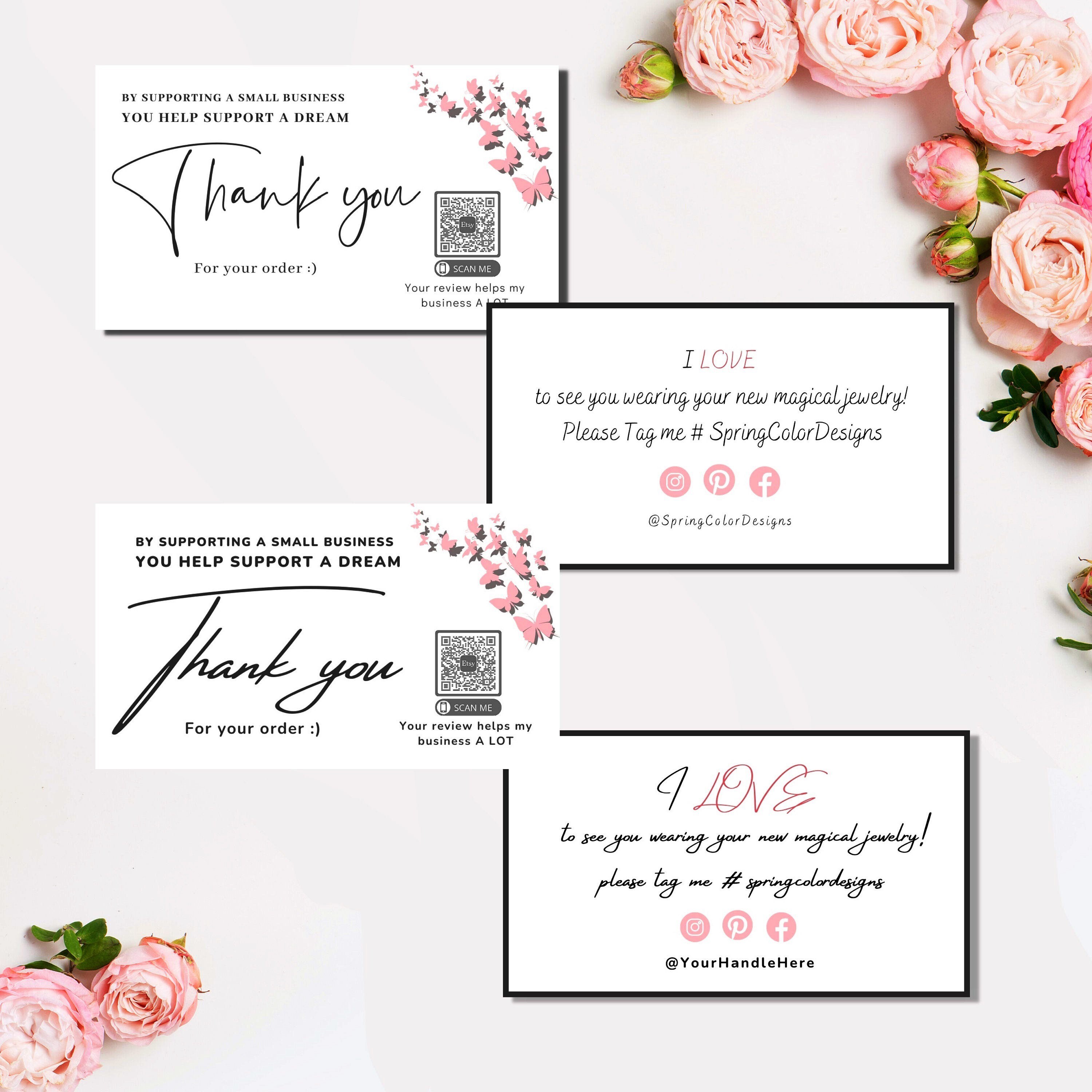 Editable QR Code Thank You Card Template for Small Business - Etsy