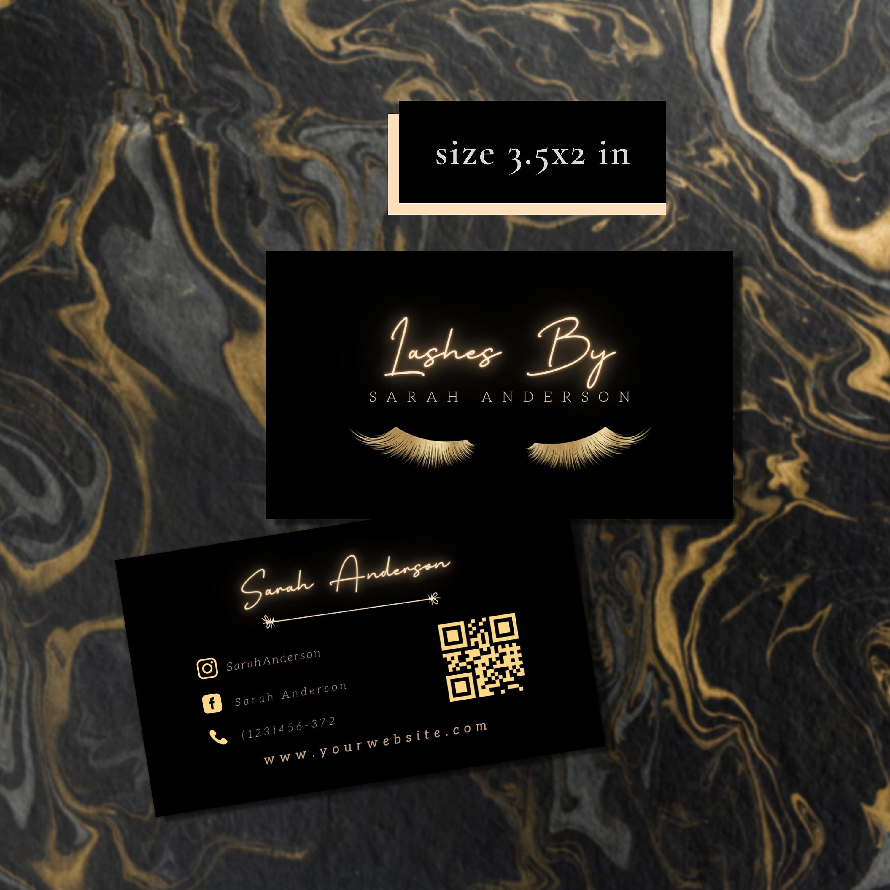 Eyelash Tech Luxury Card Templates Custom Lashes Business - Etsy