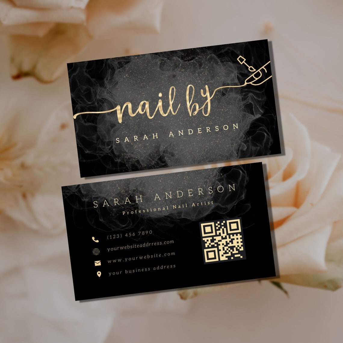 NAIL TECH Business Card Template for Nail Artist Business Card Nail ...