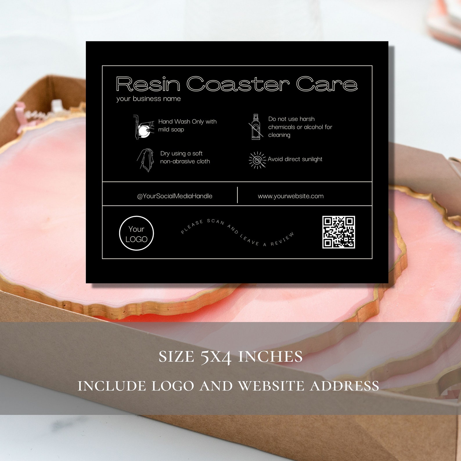 Resin Care Card Template With QR Code Printable QR Resin - Etsy Canada