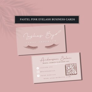 Custom Lash Business Card Template DIY Minimal Pastel Pink Beauty ...
