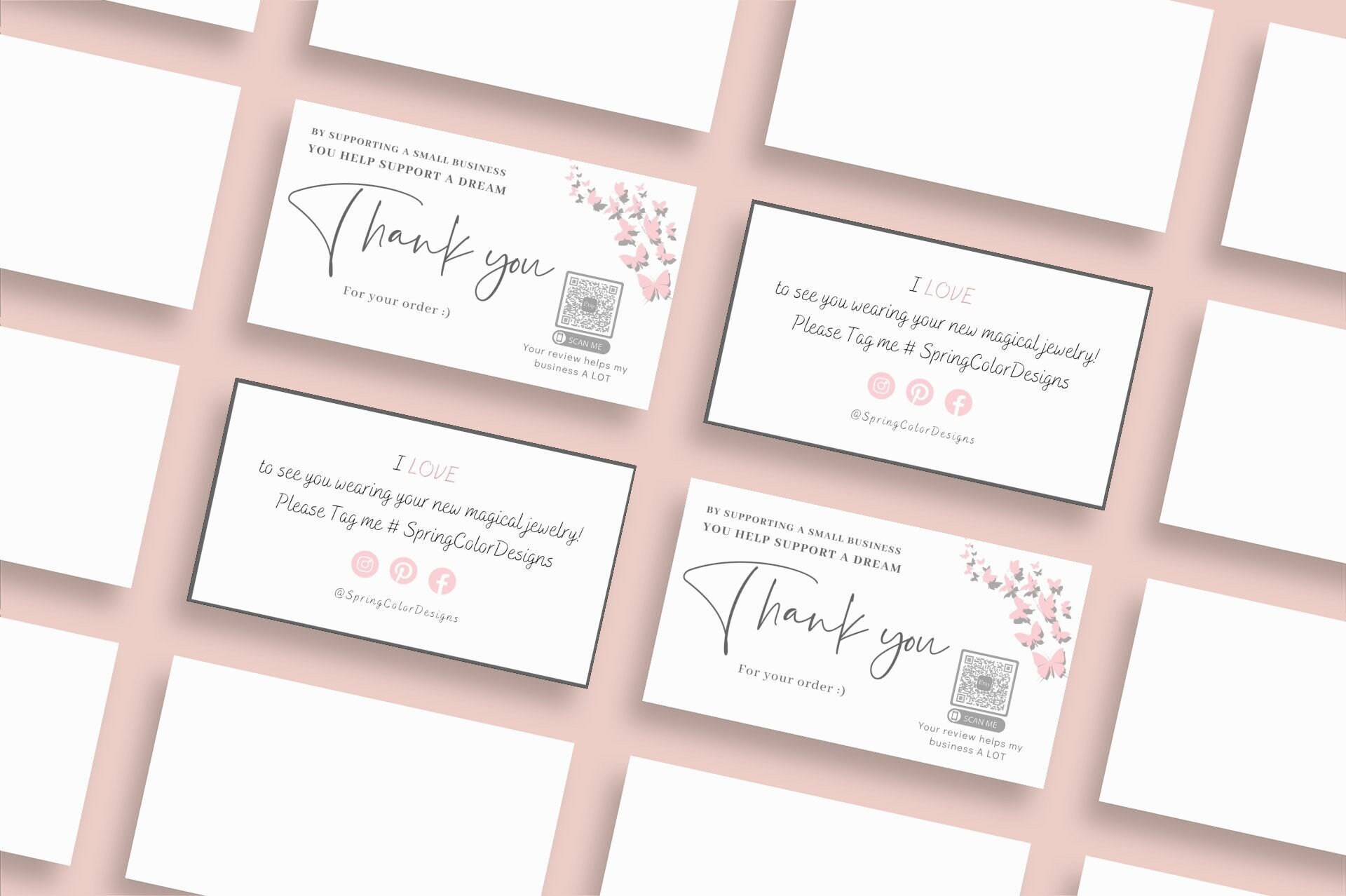 Editable QR Code Thank You Card Template for Small Business - Etsy