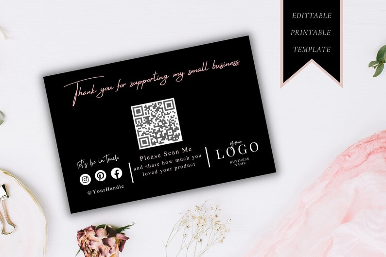 QR Code Template Thank You Card Scan DIY Client Review - Etsy