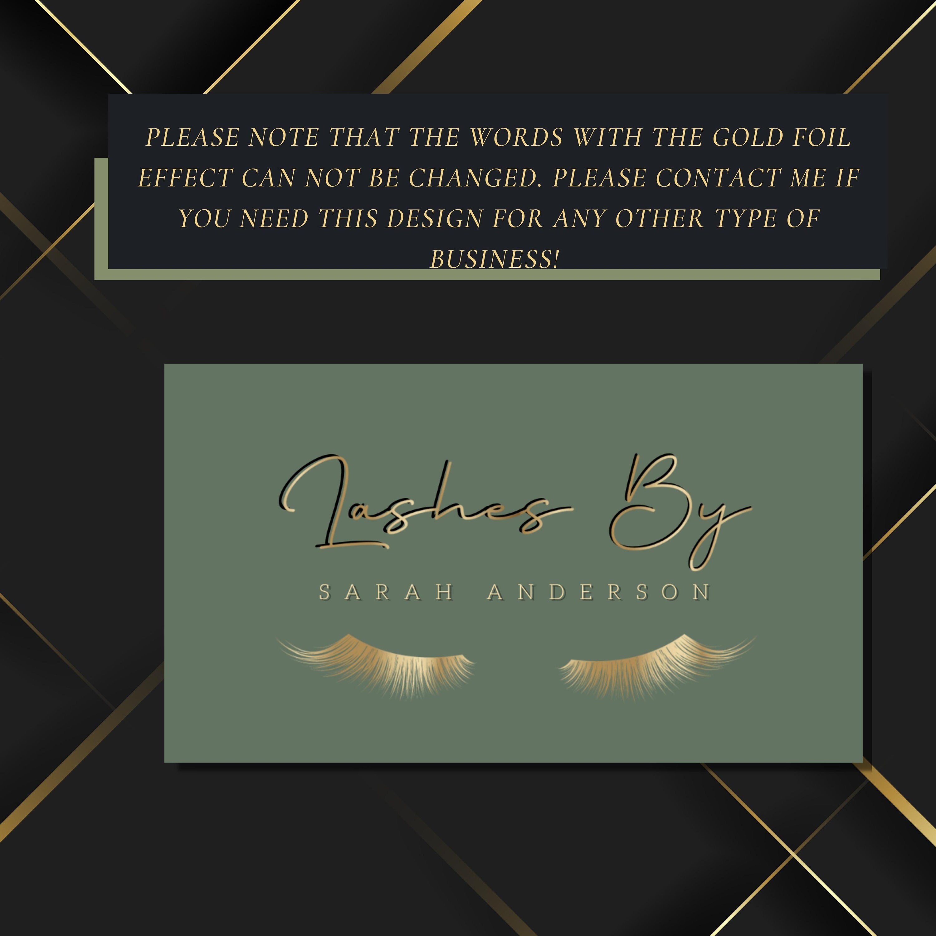 Lash Aftercare Cards Template, Green Lash Aftercare Card, Gold ...