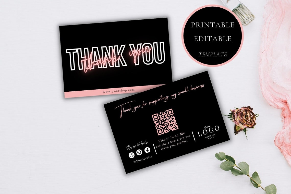QR Code Thank You Business Card Printable Thank You Cards - Etsy Canada