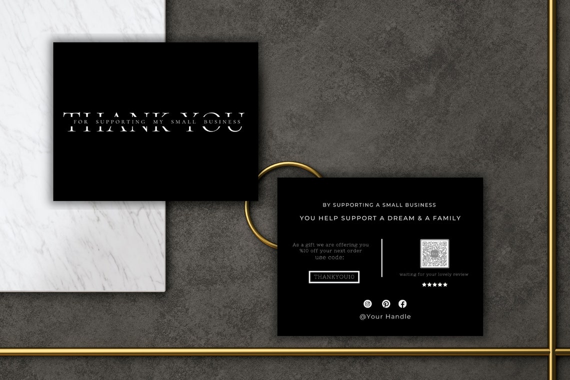 Thank You Card With QR Code, Minimalist Editable Canva Template, Thank ...