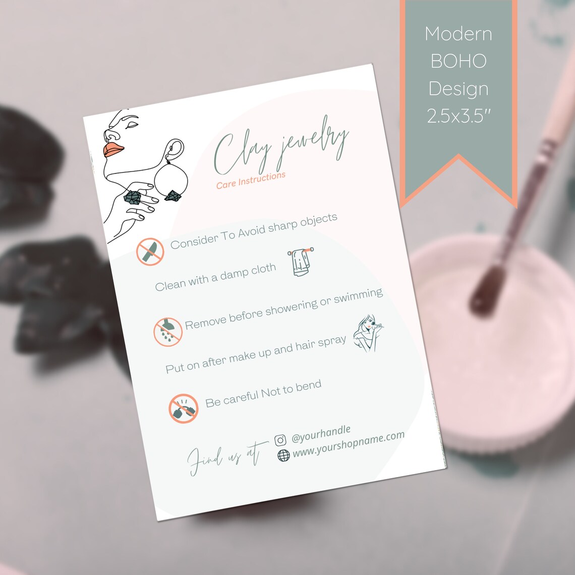 Clay Earring Care Card Design, Polymer Clay Care Cards QR Thank You ...