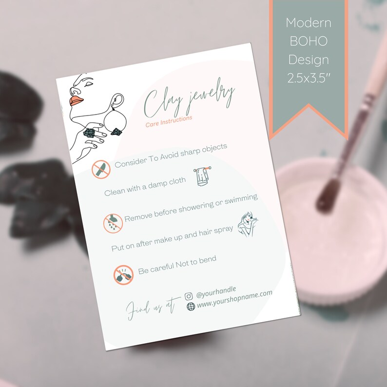 Clay Earring Care Card Design Polymer Clay Care Cards QR - Etsy Australia