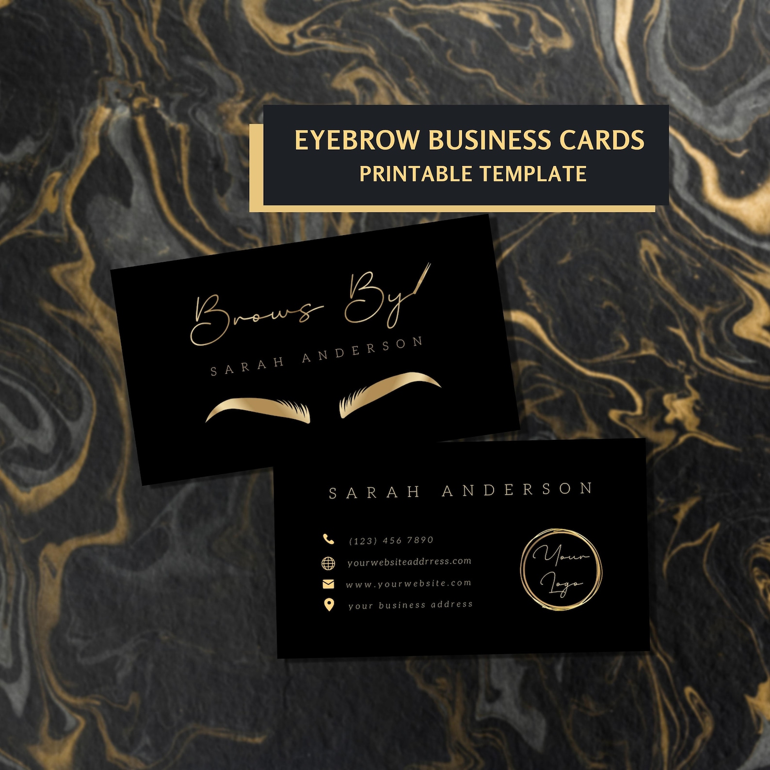 Eyebrow Business Cards Template, Editable Printable Eyebrow Artist ...
