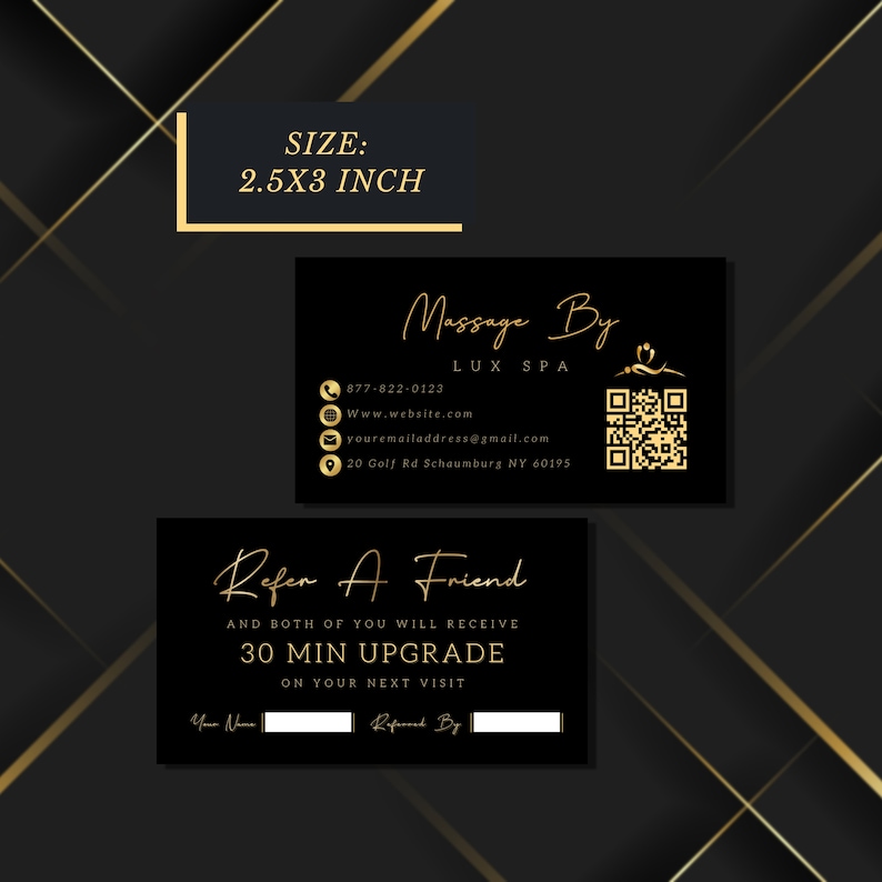 MASSAGE Therapy Business Card Template, Qr Code Referral Card for Spa ...