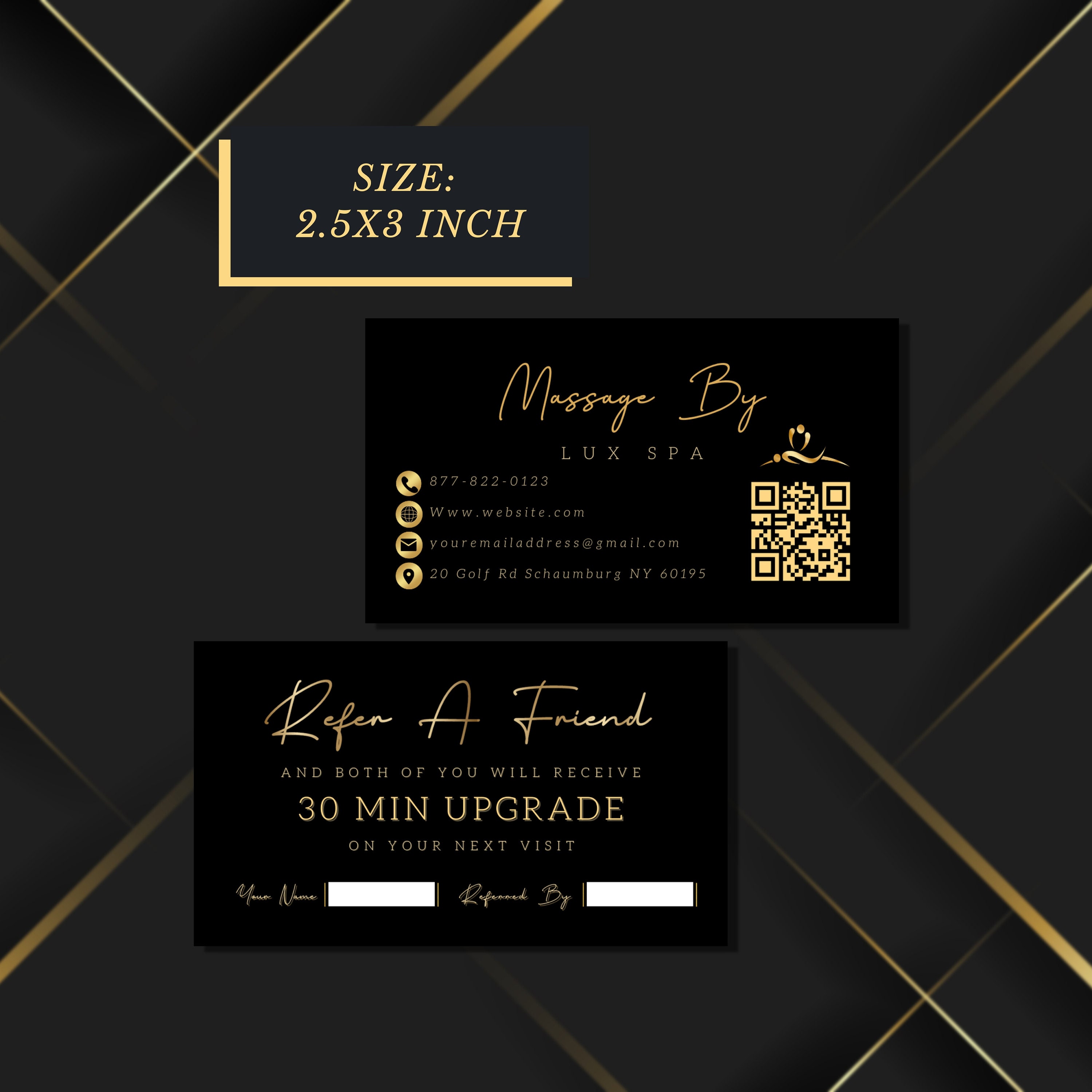 Massage Therapy Business Card Template Qr Code Referral Card For Spa 5054
