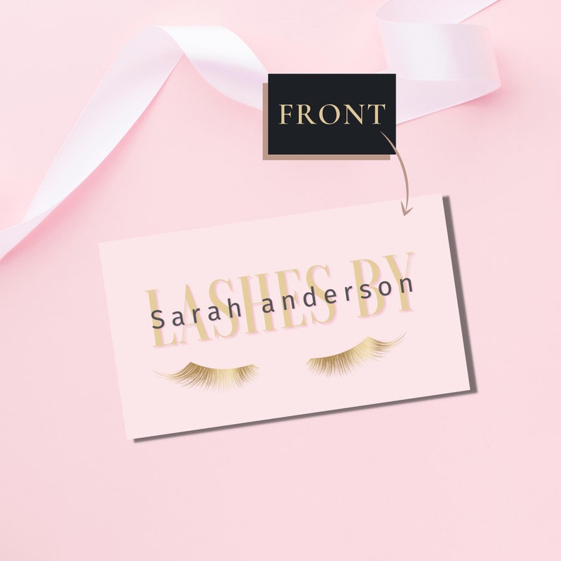 Blush Pink Lash Extension Business Card Template, Modern Feminine ...