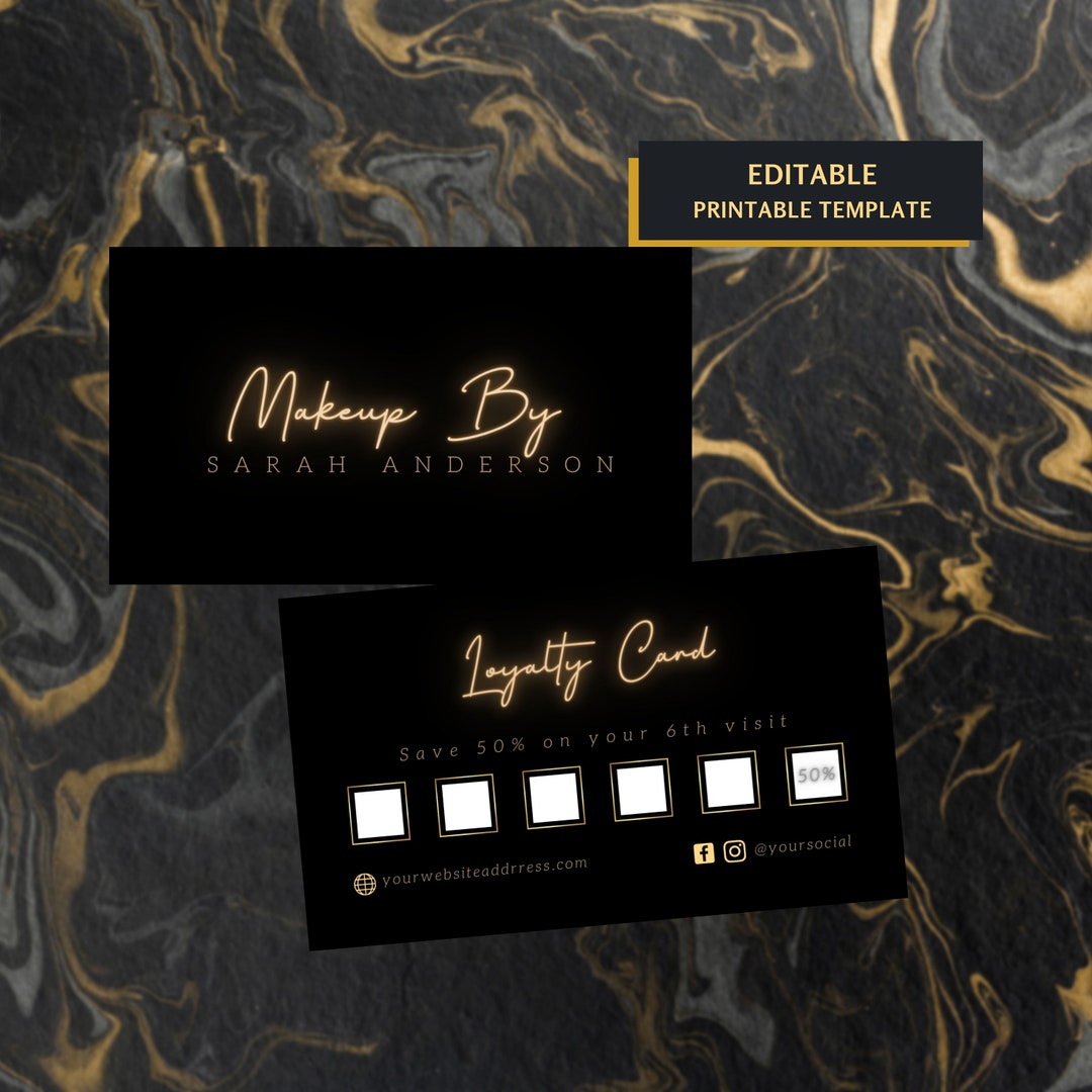 Custom Loyalty Card Tracker Template, Loyalty Cards for Beauty Artist ...