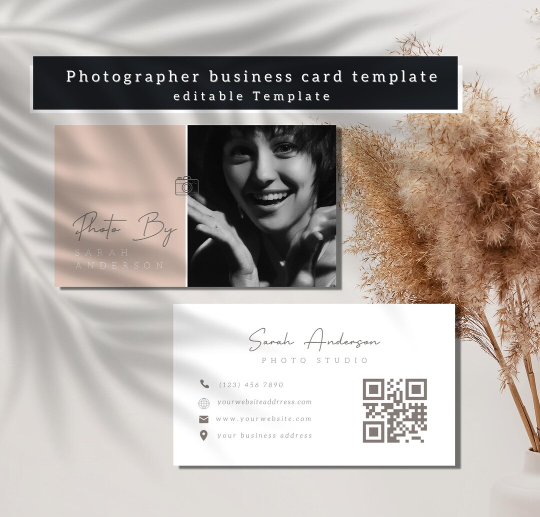 Photographer Business Card Template With Photo and Qr Code, Modern ...